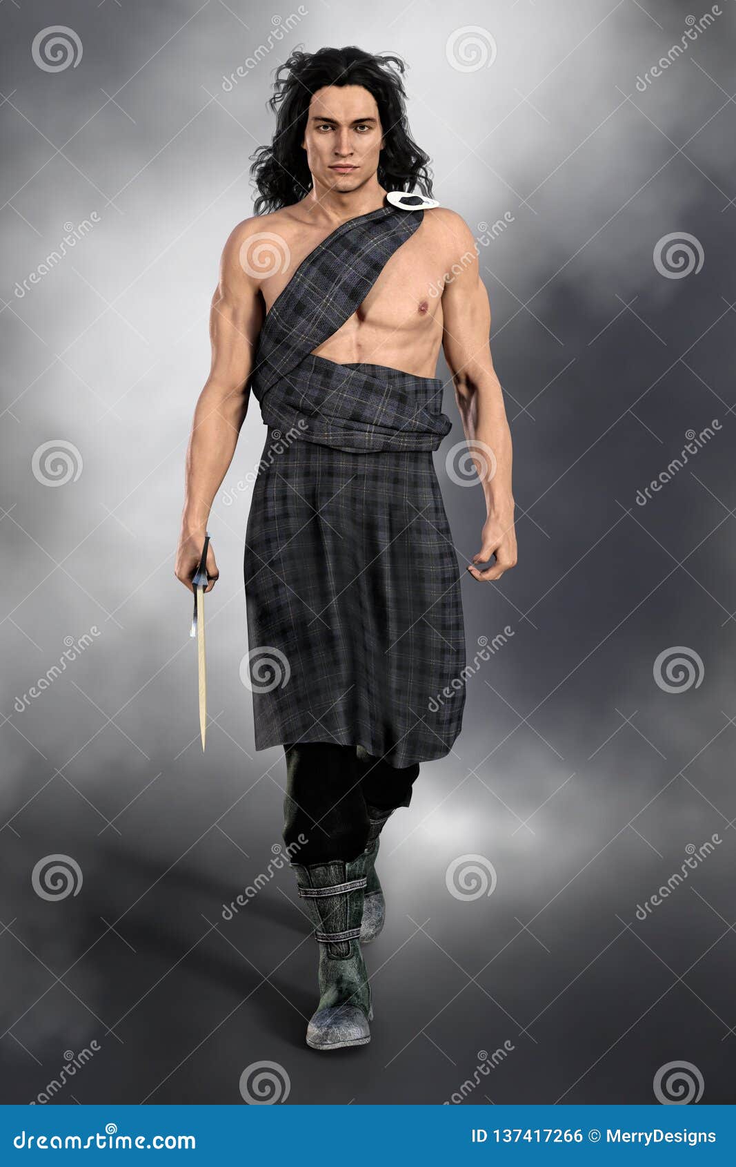 Scottish Highlander Warrior Stock Illustration - Illustration of ...