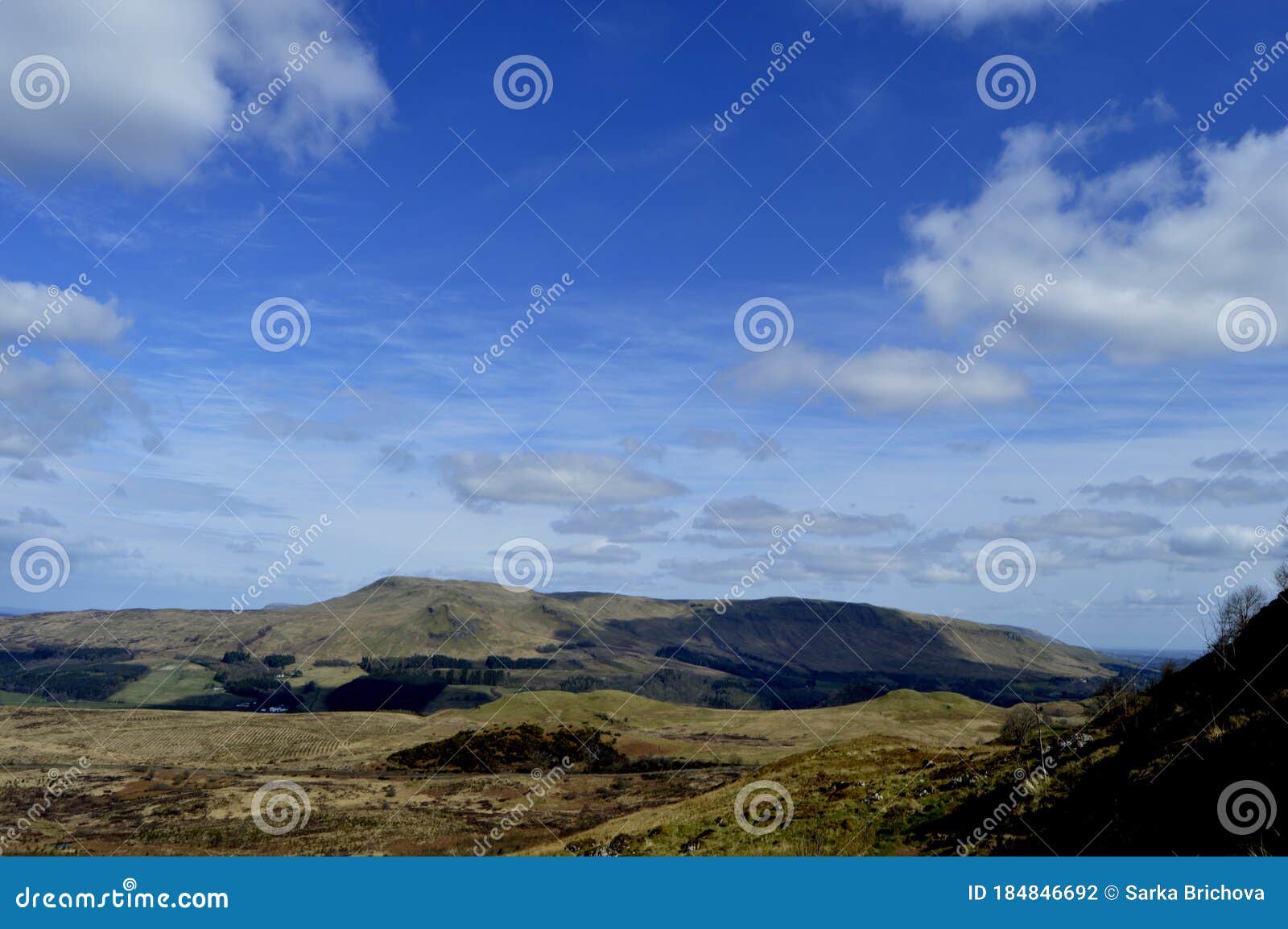 Scottish Highlands Cloudy Mountains Spring Sky Stock Photo - Image of ...