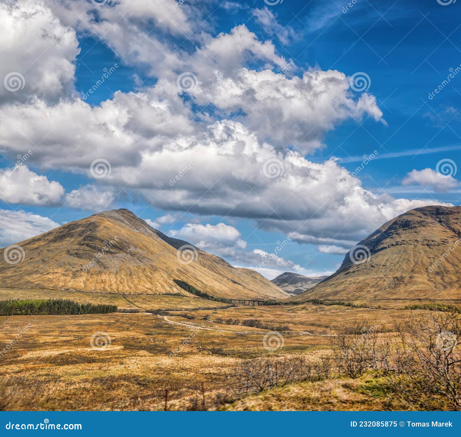 Scottish Highlands with Deep Valley Against Cloudy Sky in Scotland ...