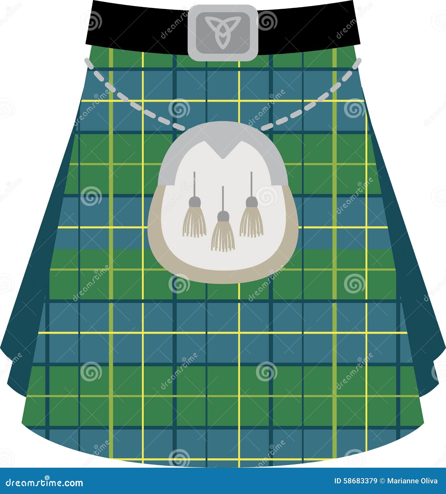 Scottish Kilt stock vector. Illustration of wool, scotland - 58683379