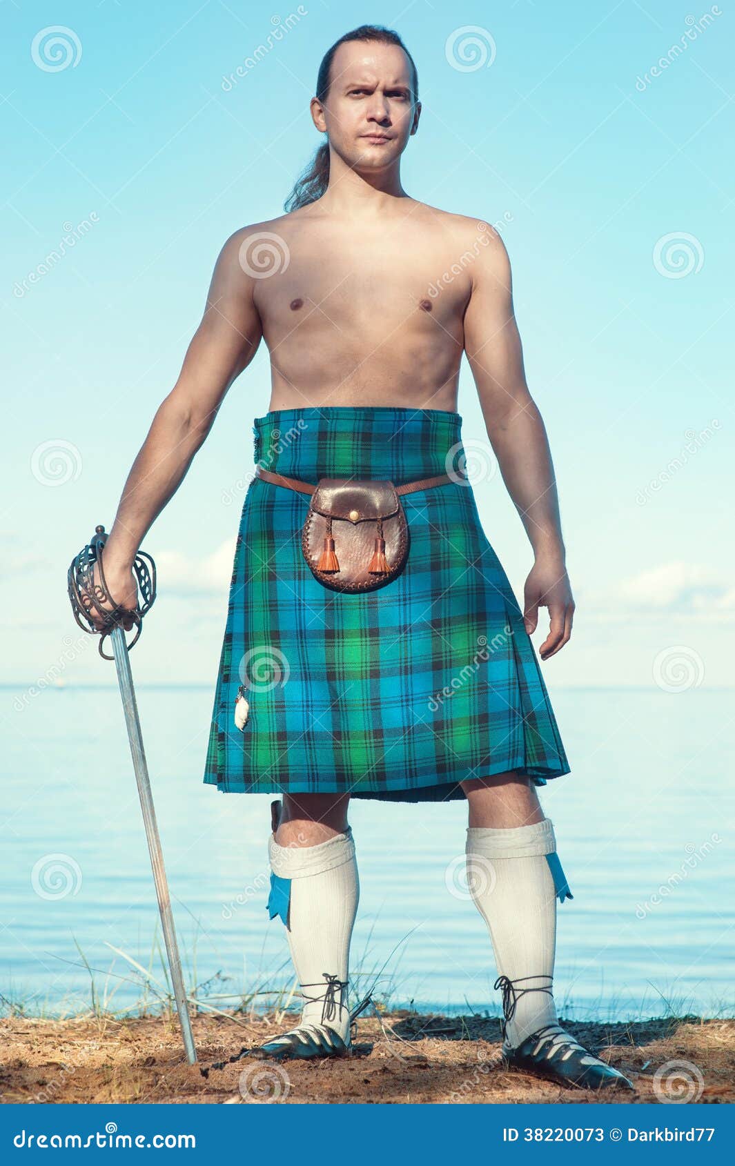 Brave Man In Scottish Costume With Sword Royalty-Free Stock Photography ...