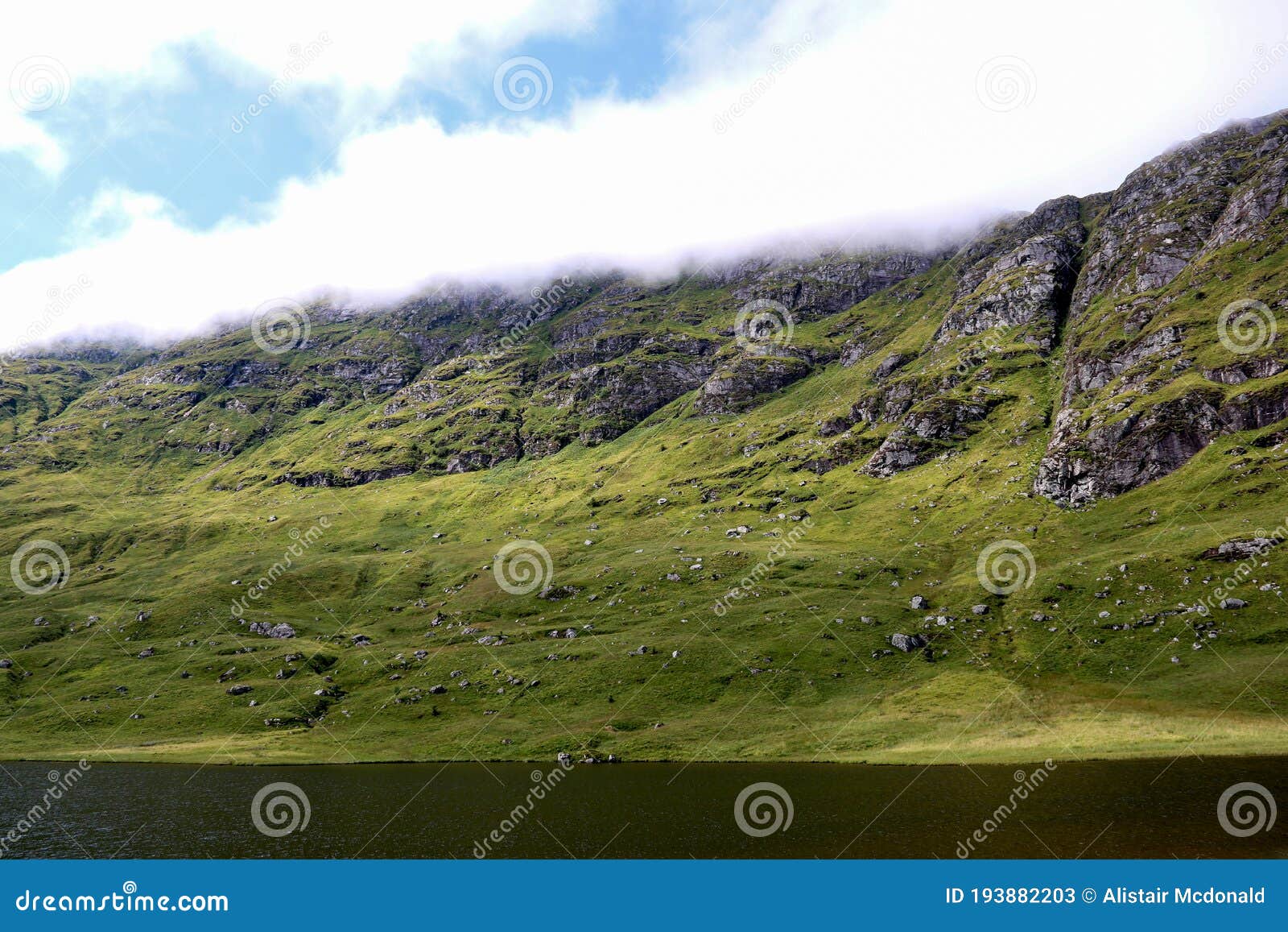 Small Scottish Loch and Mountainside at Dusk Stock Image - Image of ...