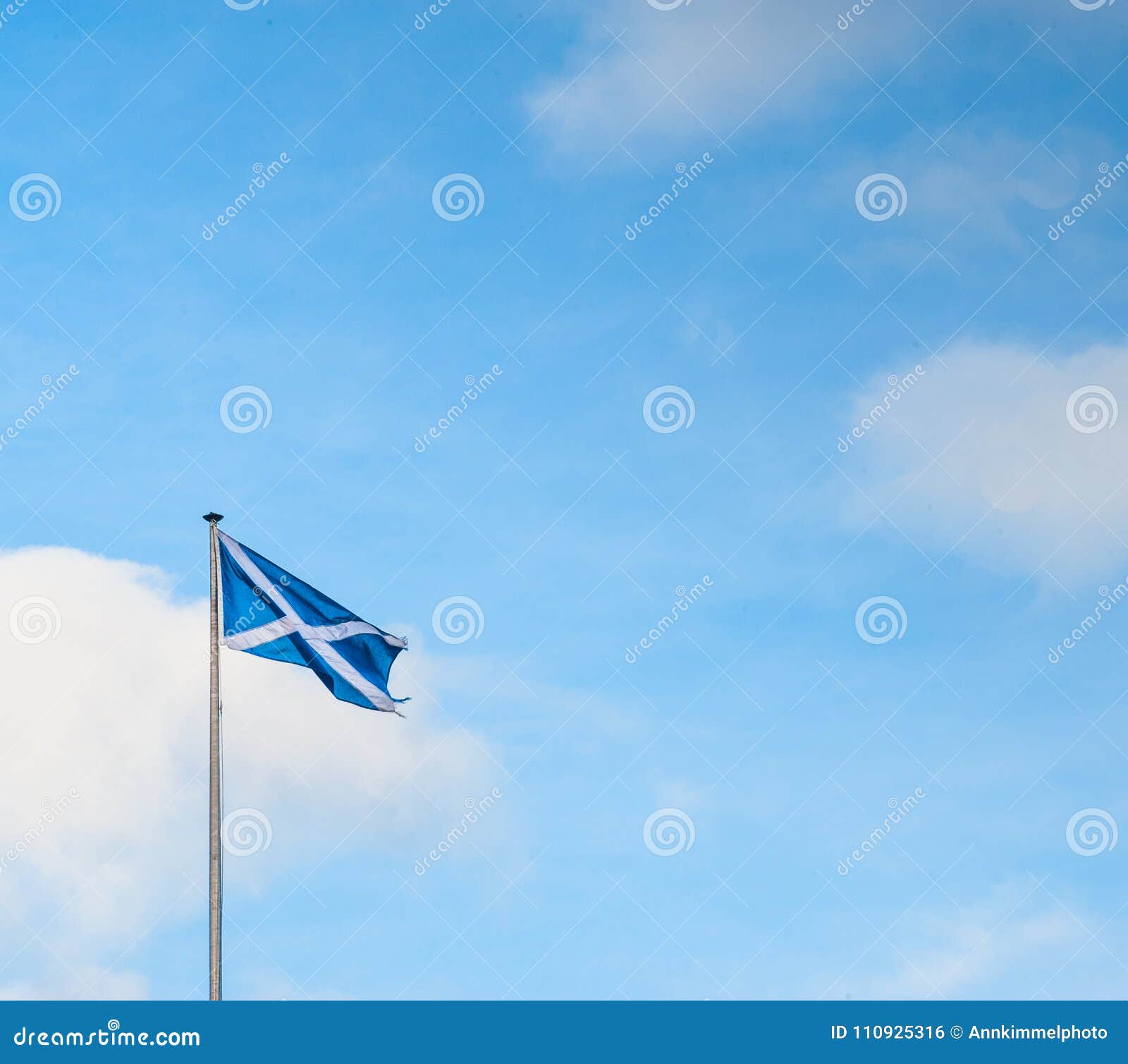 Scottish Saltire Flag Flying Over A Scottish Castle Ruin Royalty-Free ...