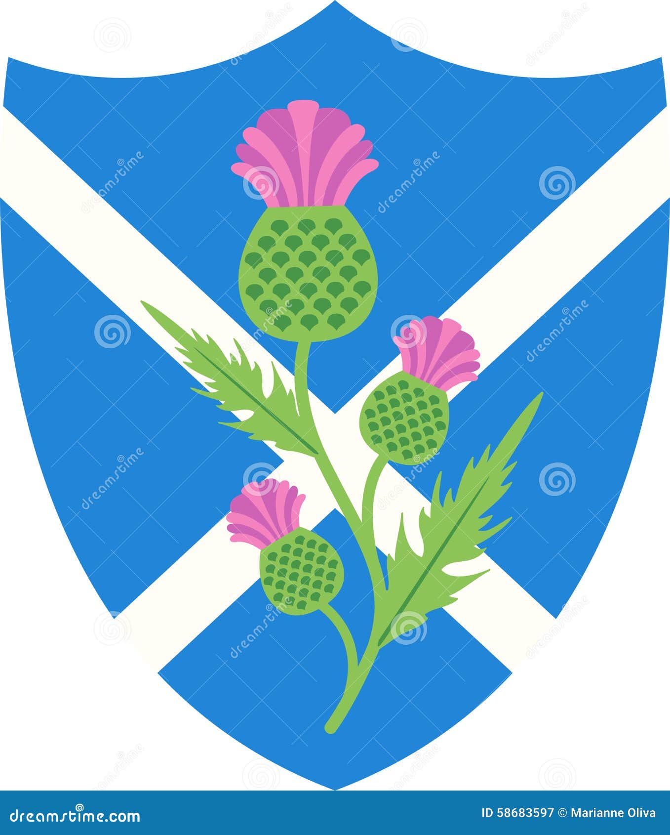 Scottish Shield stock vector. Illustration of coat, thistle - 58683597