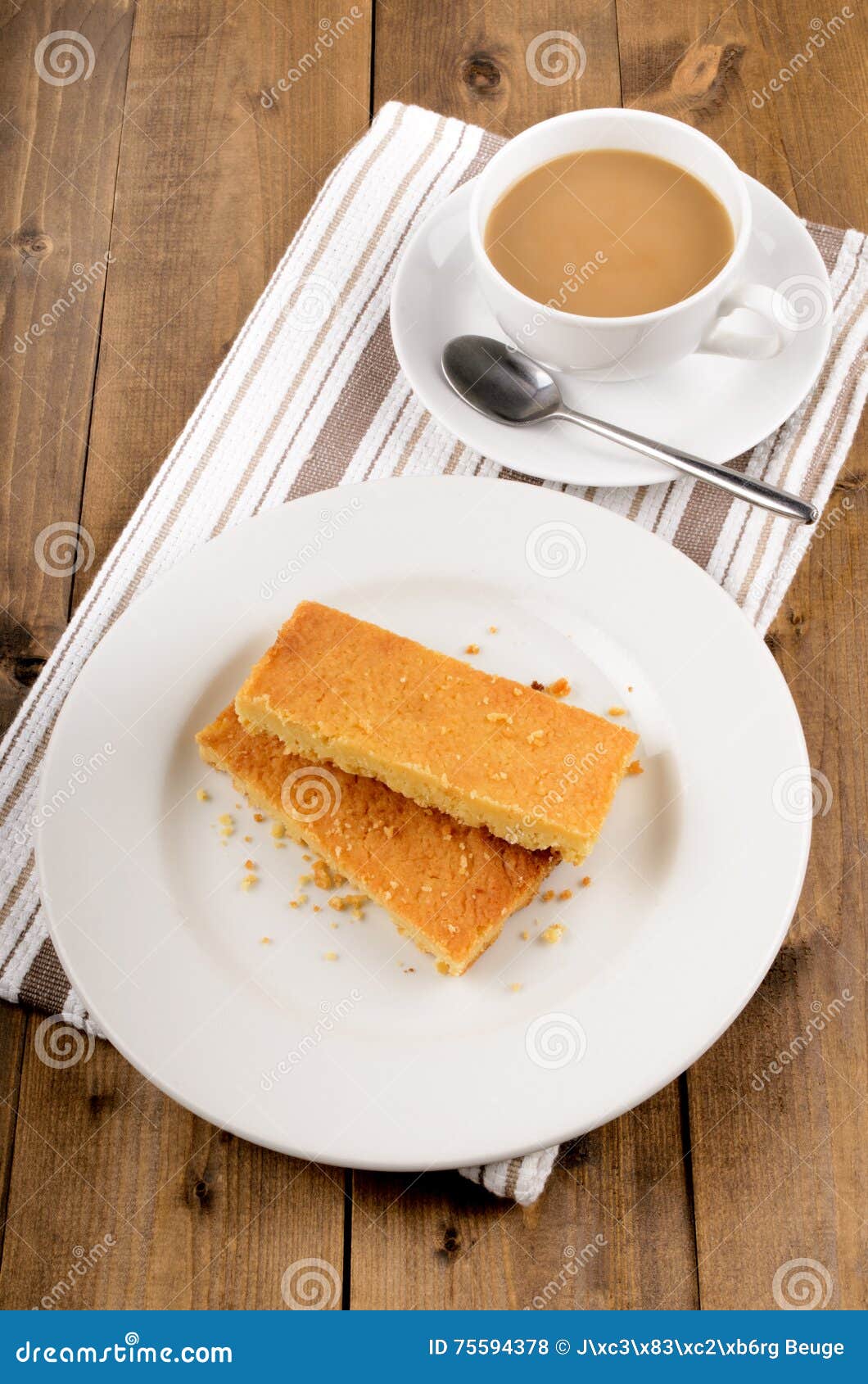 Scottish Shortbread on a Plate and Cup of Black Tea Stock Photo - Image ...