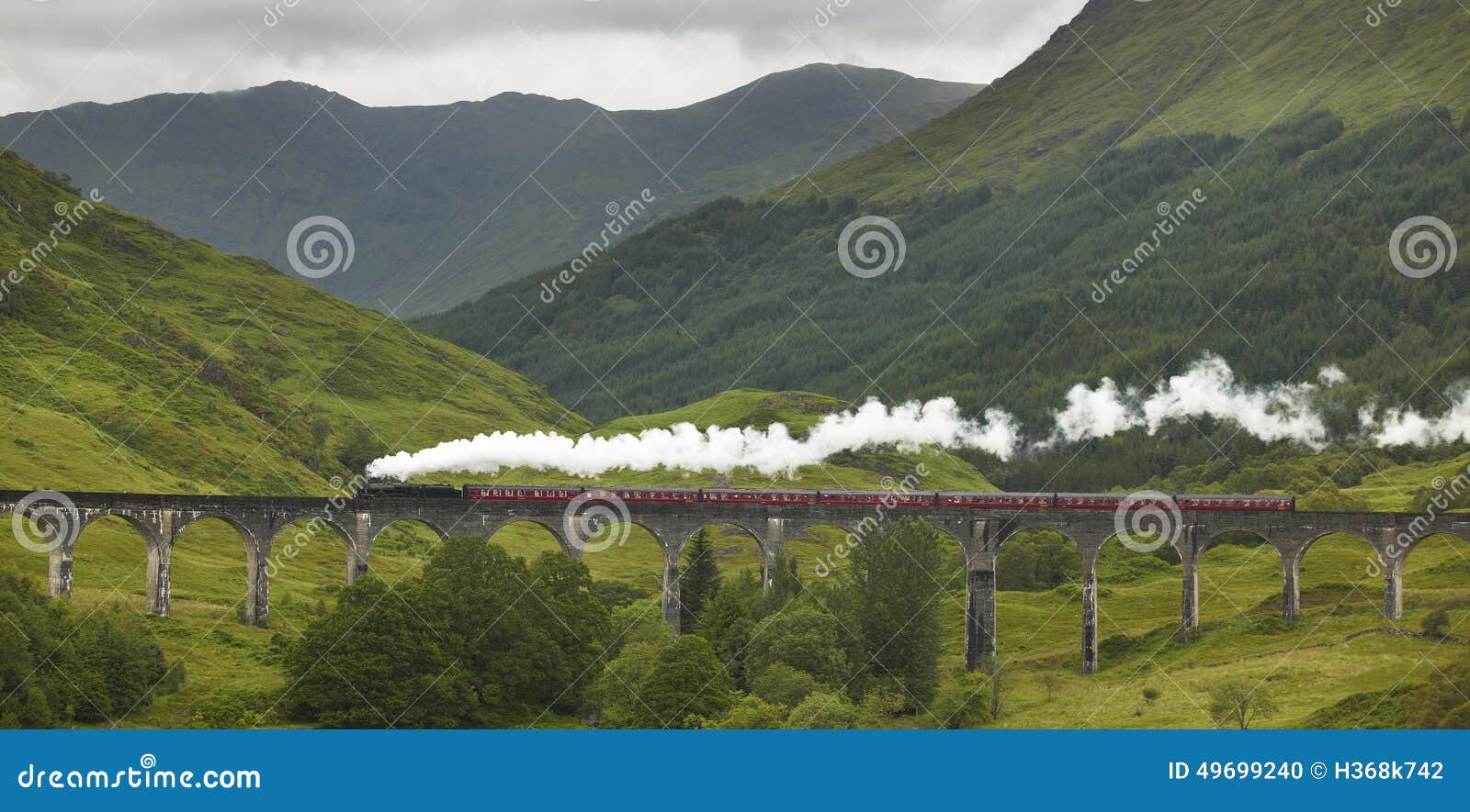 Scottish Steam Train Passing a Classic Bridge Stock Photo - Image of ...