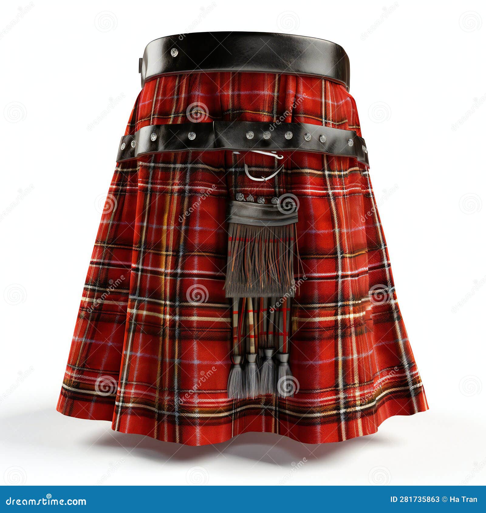 Scottish Tartan Kilt on White Background Stock Illustration ...
