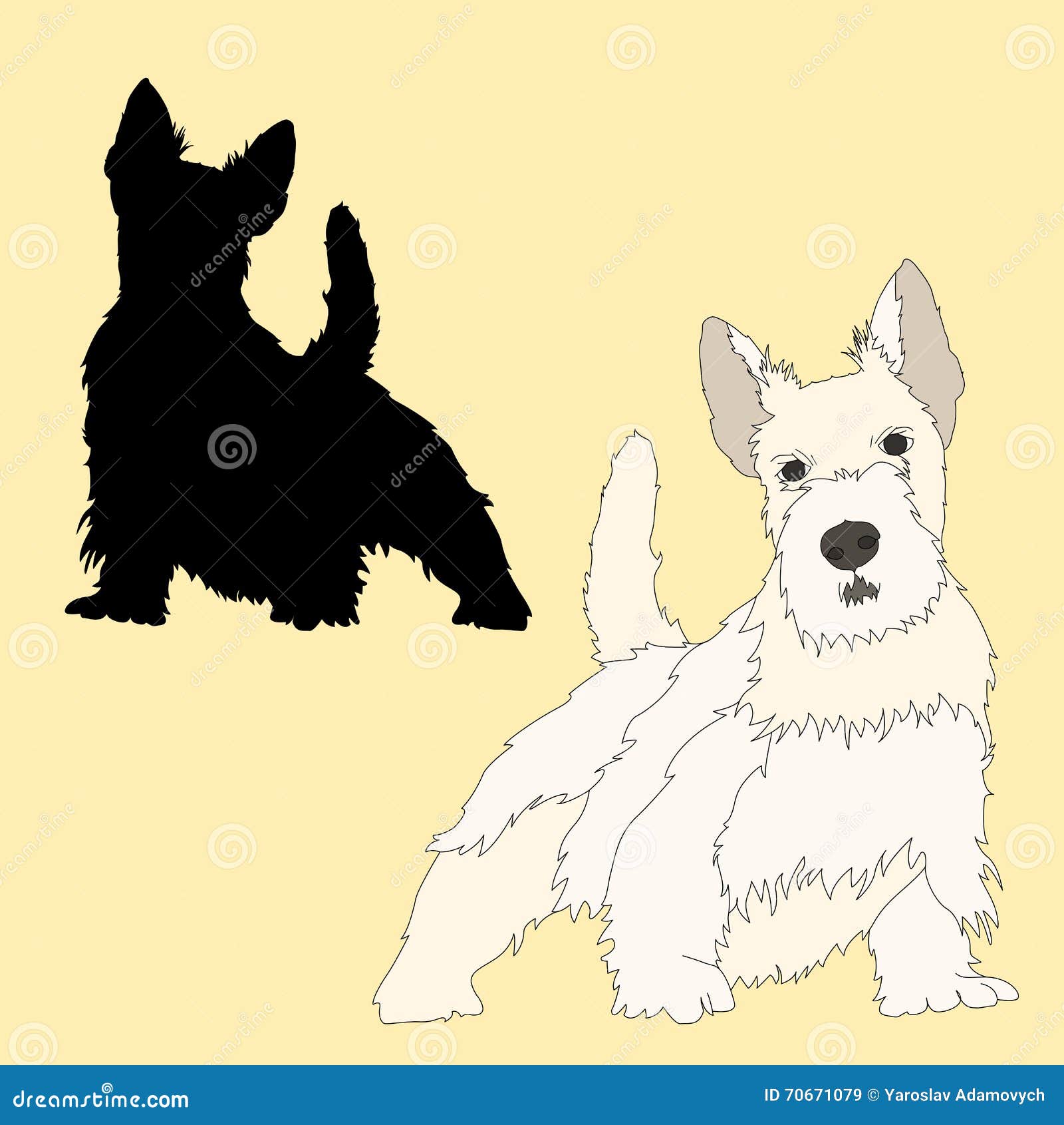 Silhouette Scottie Dogs With Patterns Repeat Pattern Vector ...