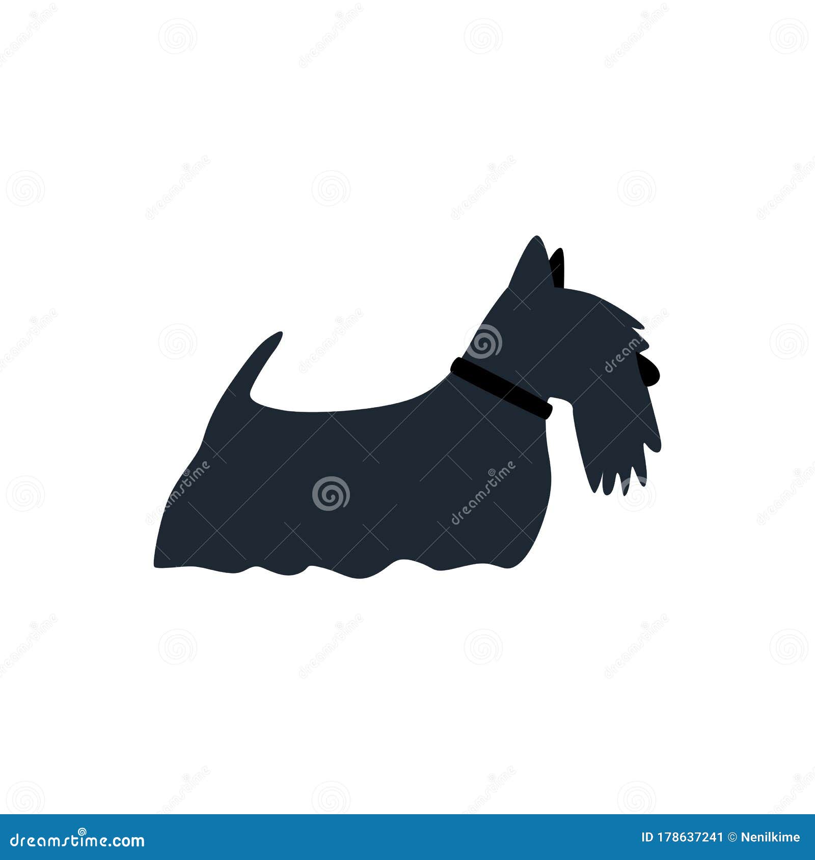 Scottish Terrier Dog Flat Vector Illustration on White Background Stock ...