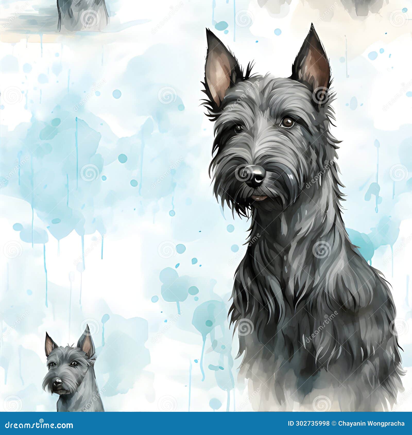 Scottish Terrier Watercolor a Dog Patterns Design. AI Generated Stock ...