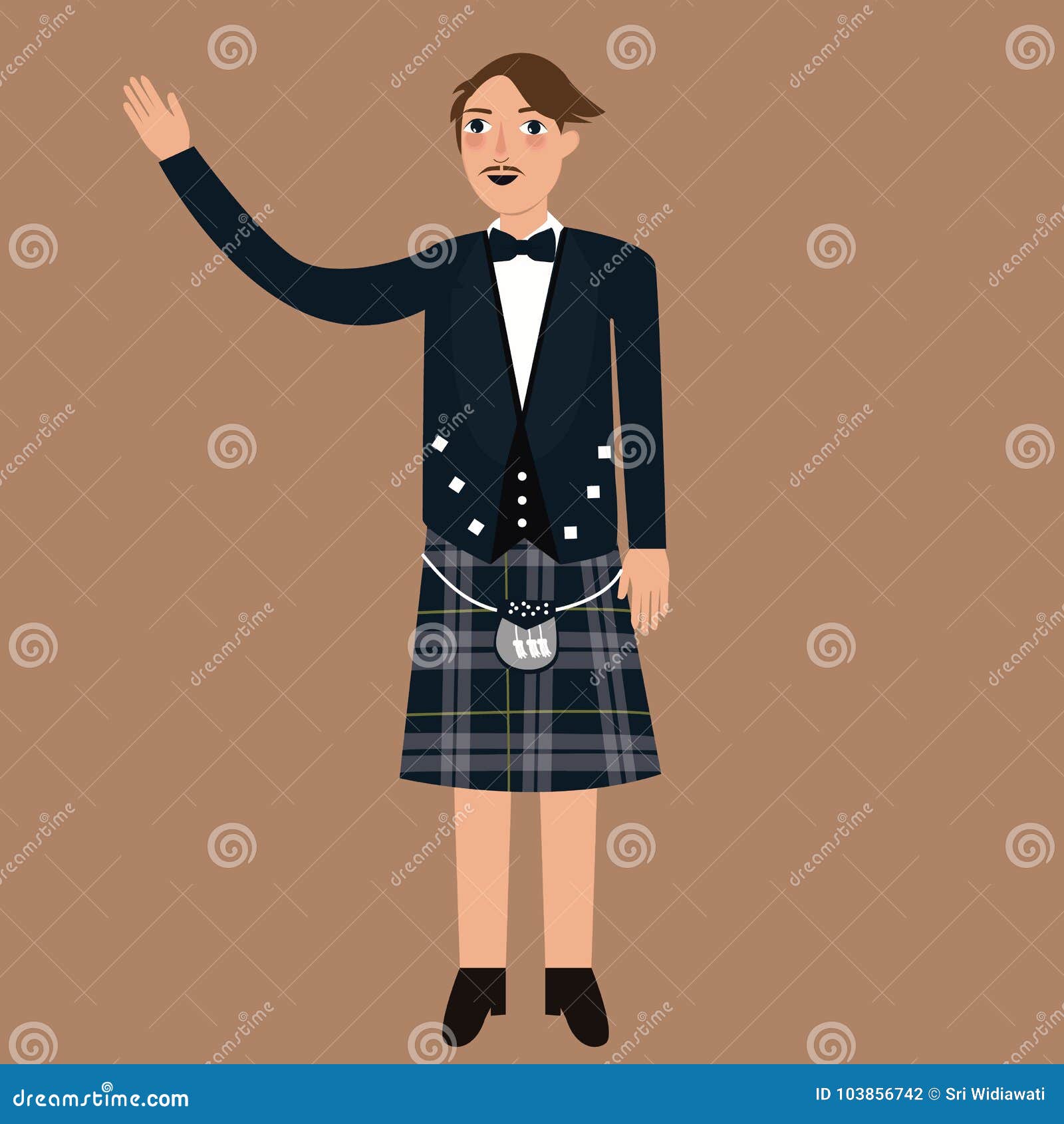 Scottish Traditions Concept With Person Wearing Kilt Vector ...