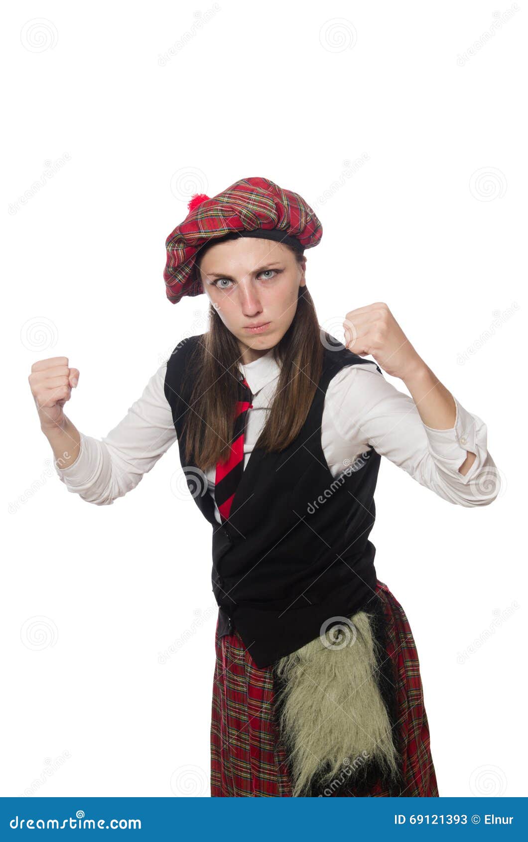 The Scottish Woman Isolated on the White Background Stock Image - Image ...