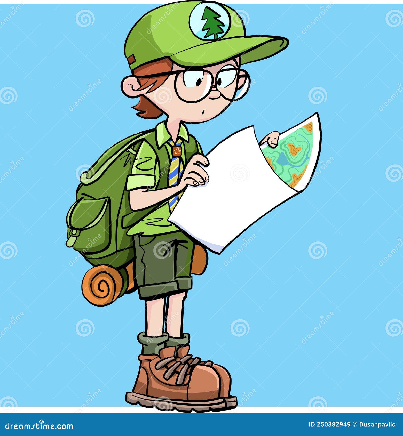Scout with a Backpack on His Back Stock Illustration - Illustration of ...