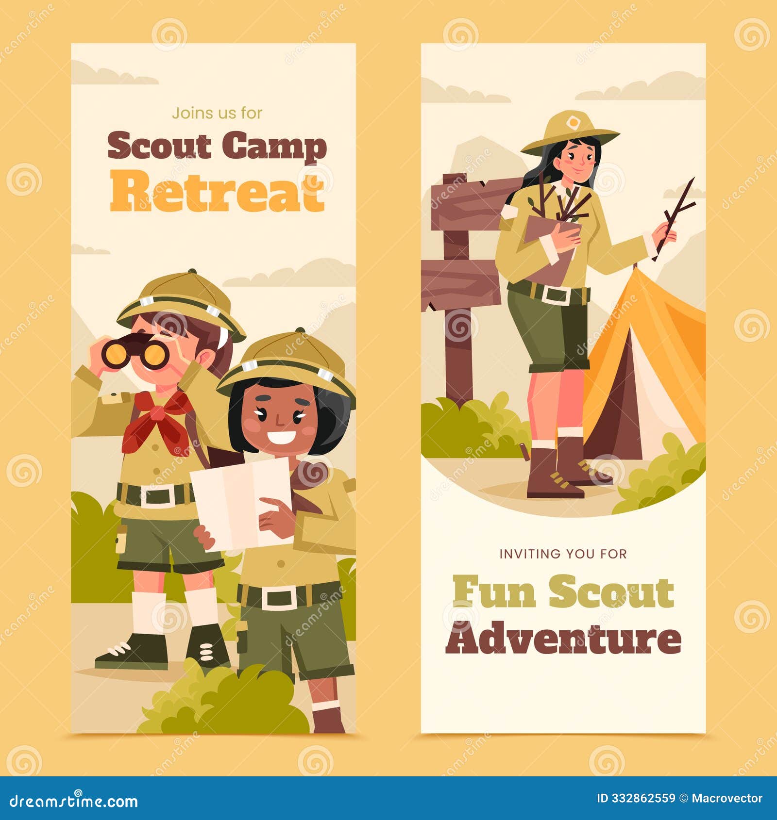 Scout Banners in Flat Design Stock Illustration - Illustration of ...