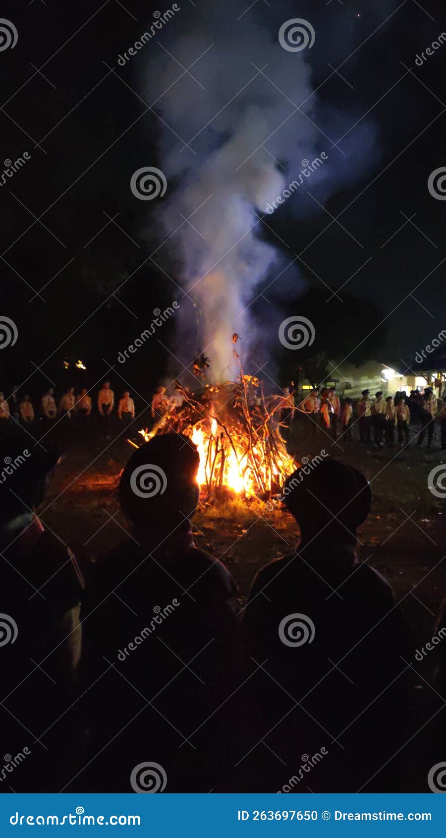 Scout Bonfire in the School at Midnight Stock Photo - Image of bonfire ...