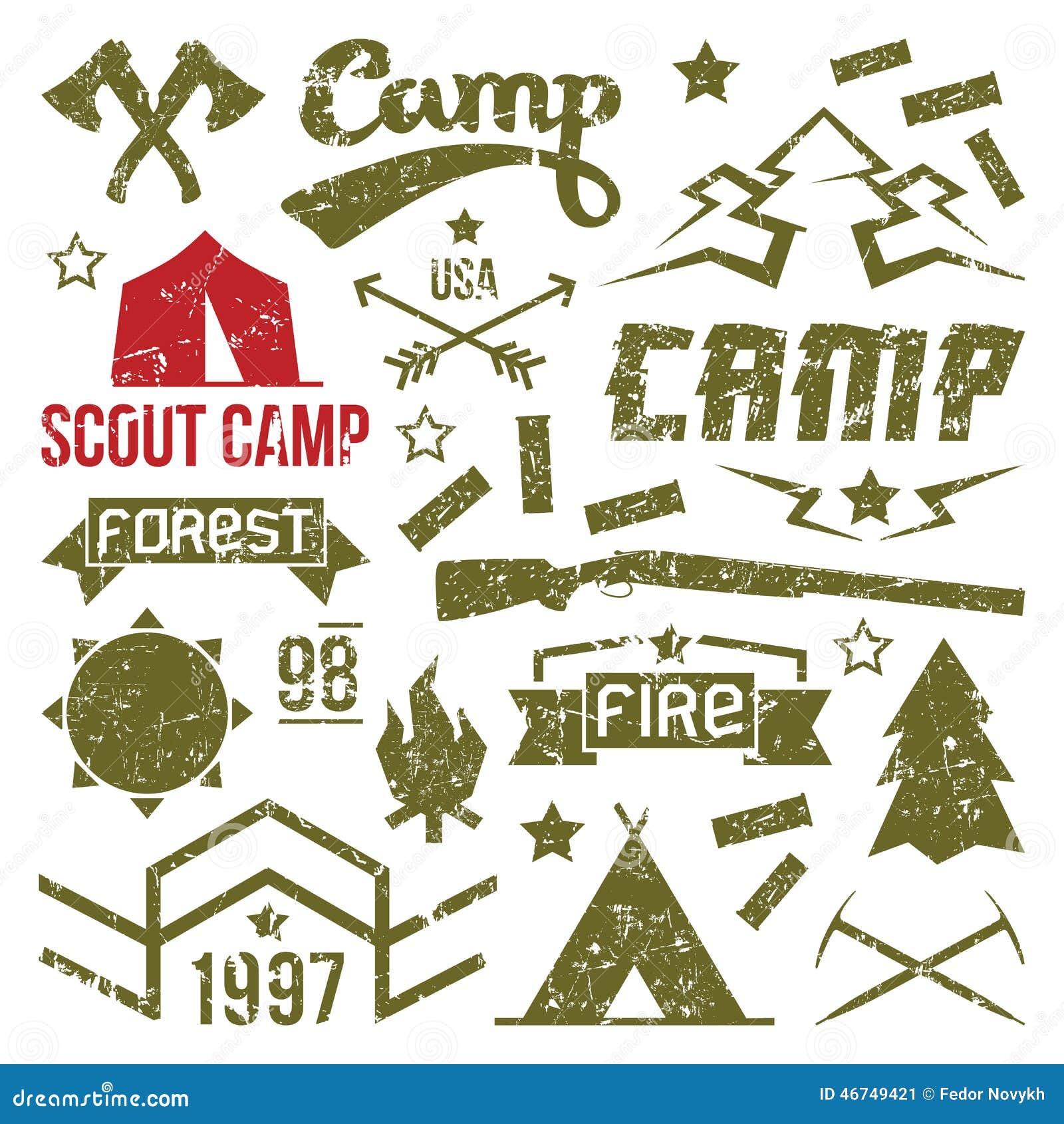 Scout camp badges stock vector. Illustration of outdoors - 46749421