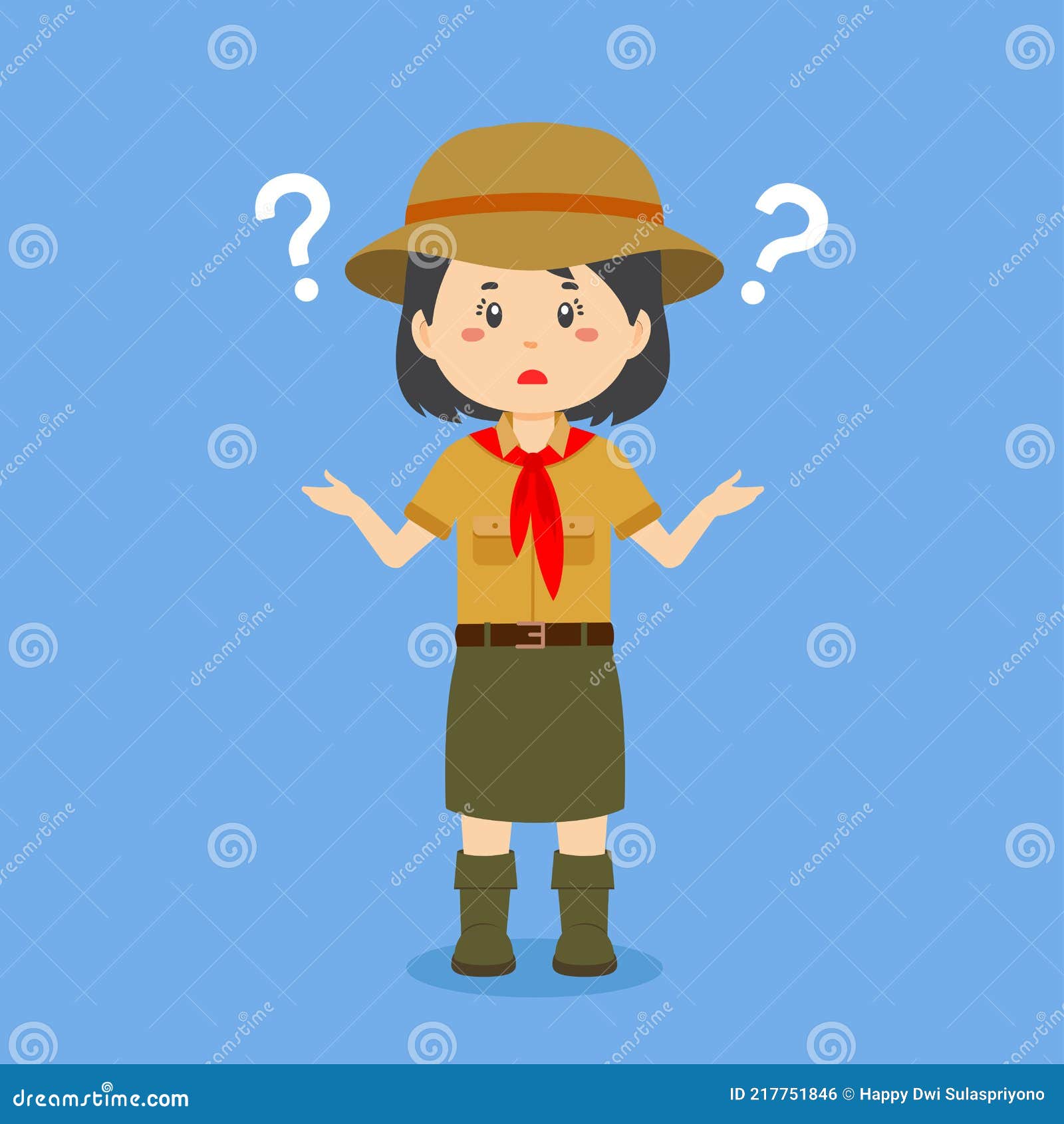 Scout Confused with Question Mark Stock Vector - Illustration of flat ...