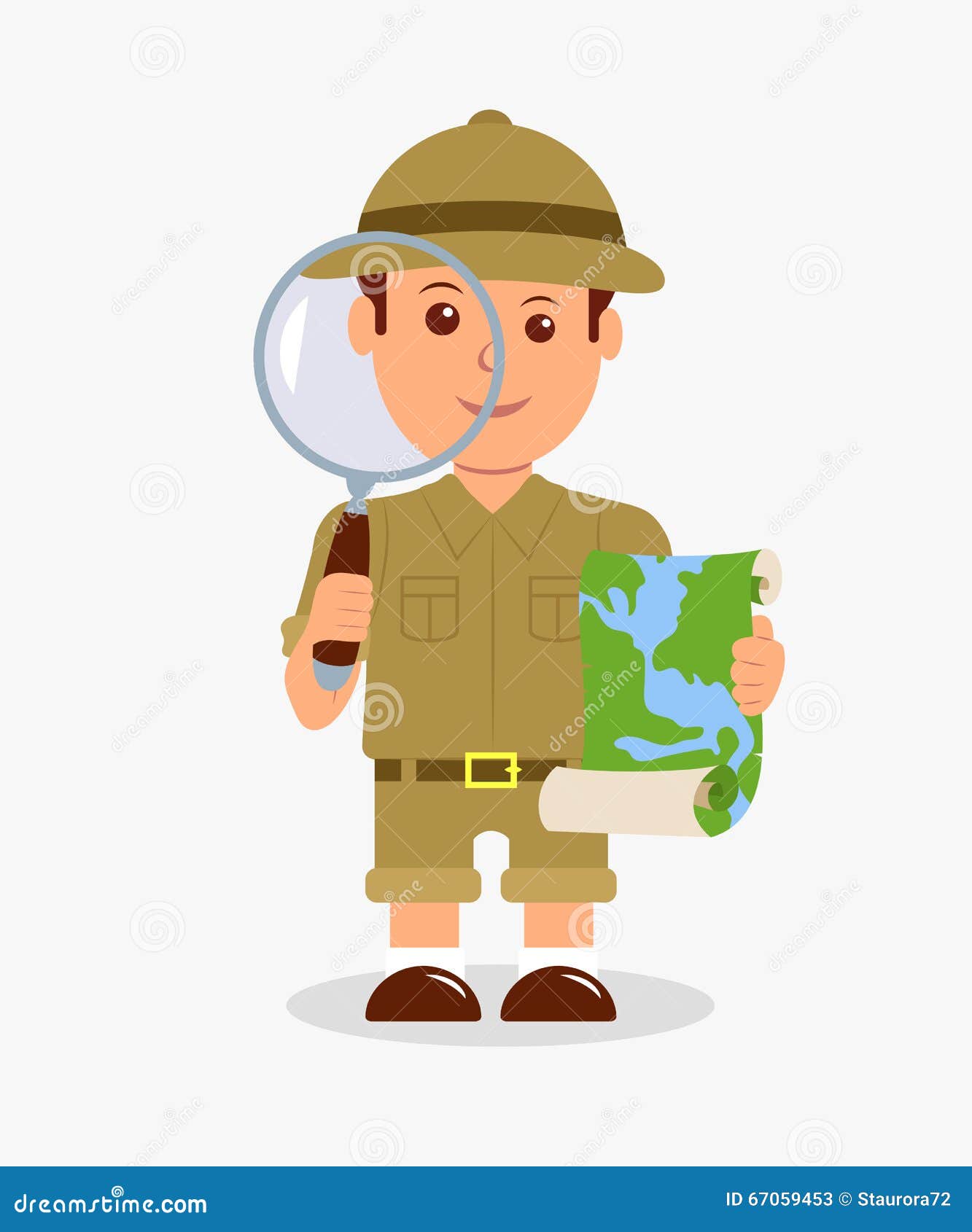 Boy Scout Or Explorer Boy Holding A Blank Map Cartoon Vector ...