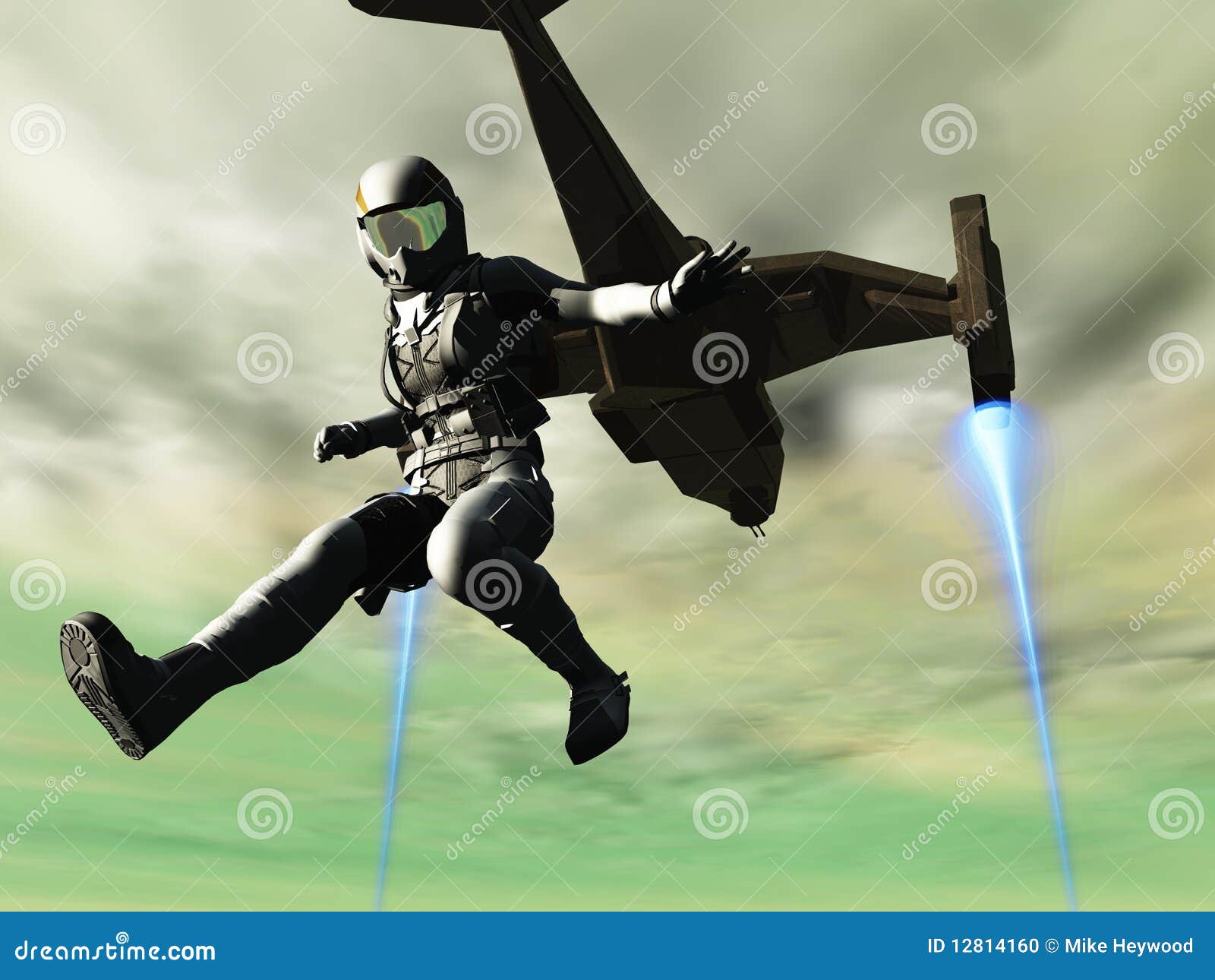Scout jumps from shuttle stock illustration. Illustration of render ...