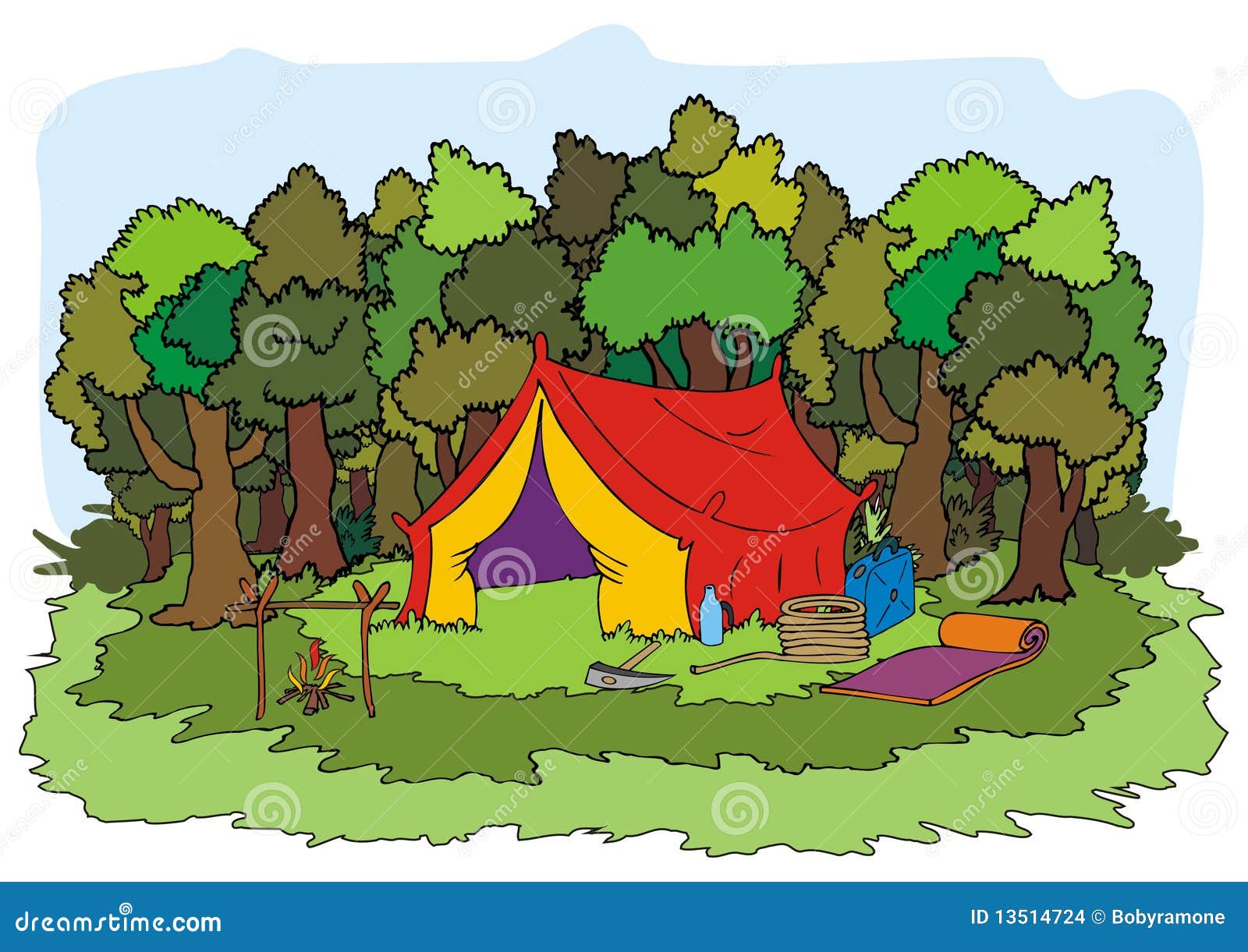 Scout tent and trees stock vector. Illustration of sport - 13514724