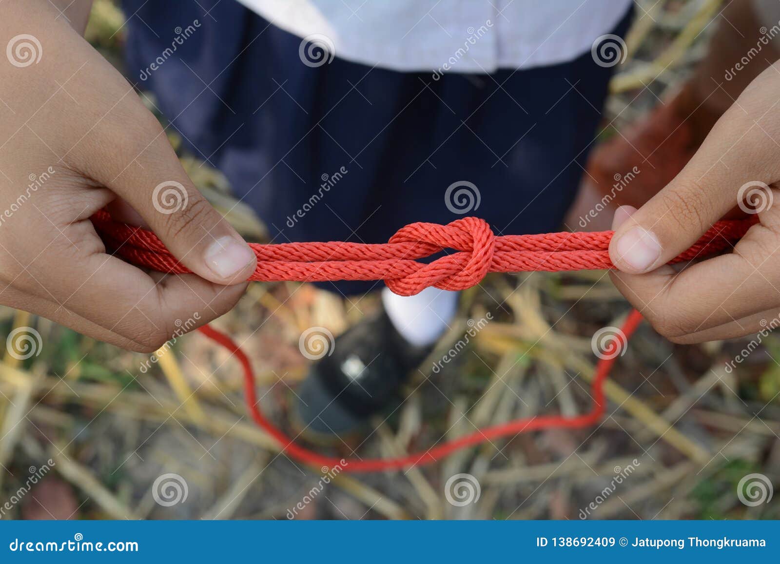 Scout is Tying the the Reef Knot & X28;Square Knot& X29; Stock Image ...