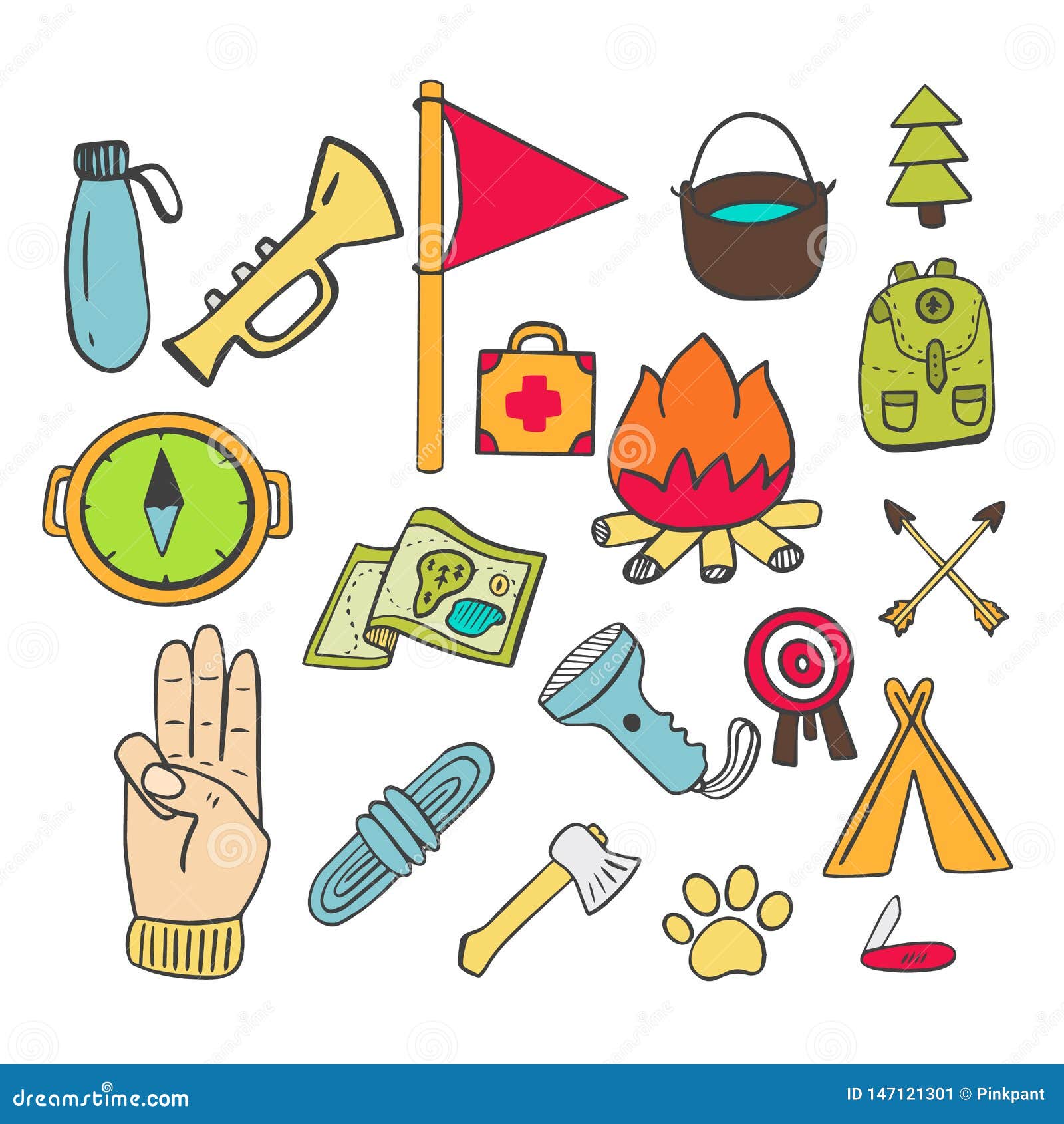 Scouting Doodle Drawings Are A Set Of Objects For Scouting Cartoon ...