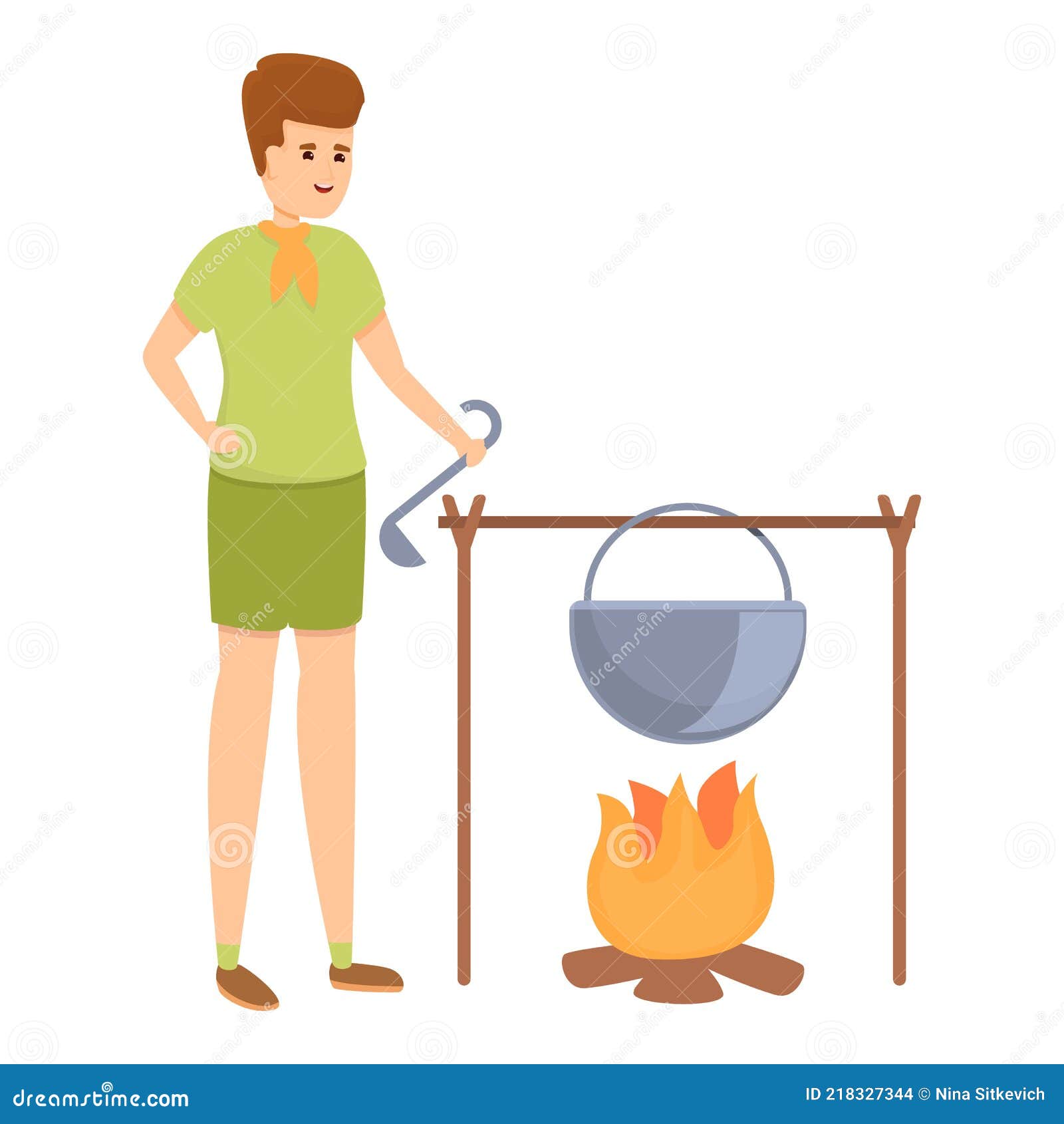 Scouting Firecamp Cooking Icon, Cartoon Style Stock Vector ...