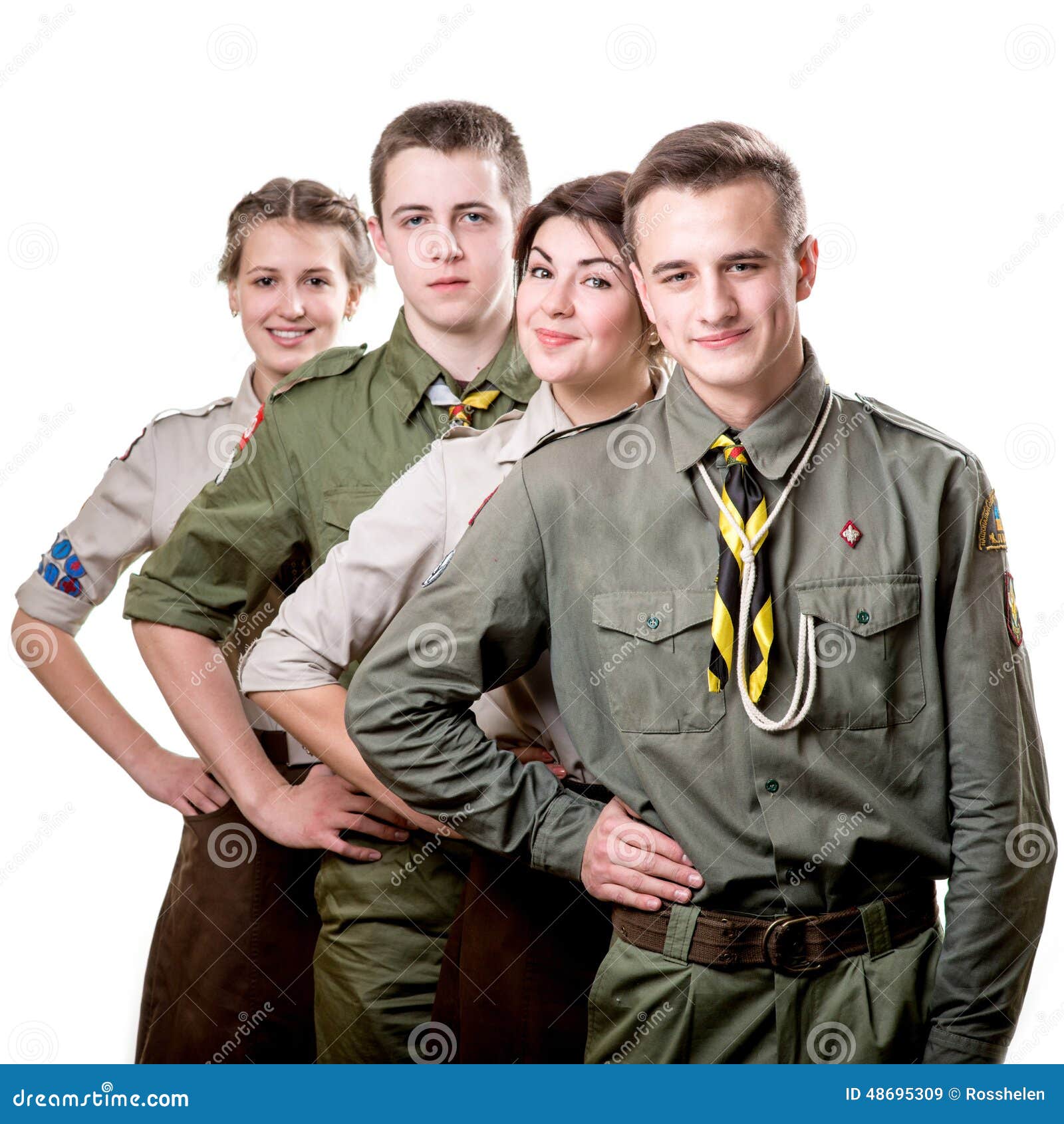 Scouts in studio stock image. Image of active, exploring - 48695309
