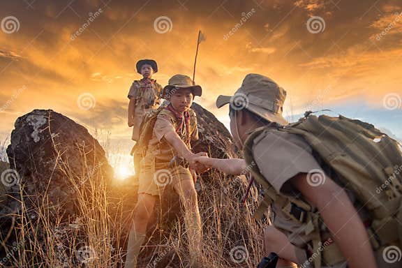 Scouts Work As a Team. Help Stock Image - Image of cereal, indian ...