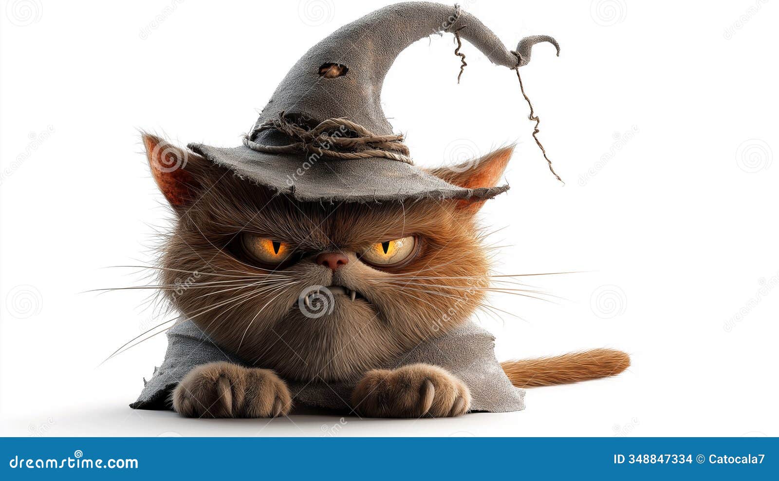 Scowling Cat in a Wizard Hat Poses with Claws Ready in a Whimsical ...