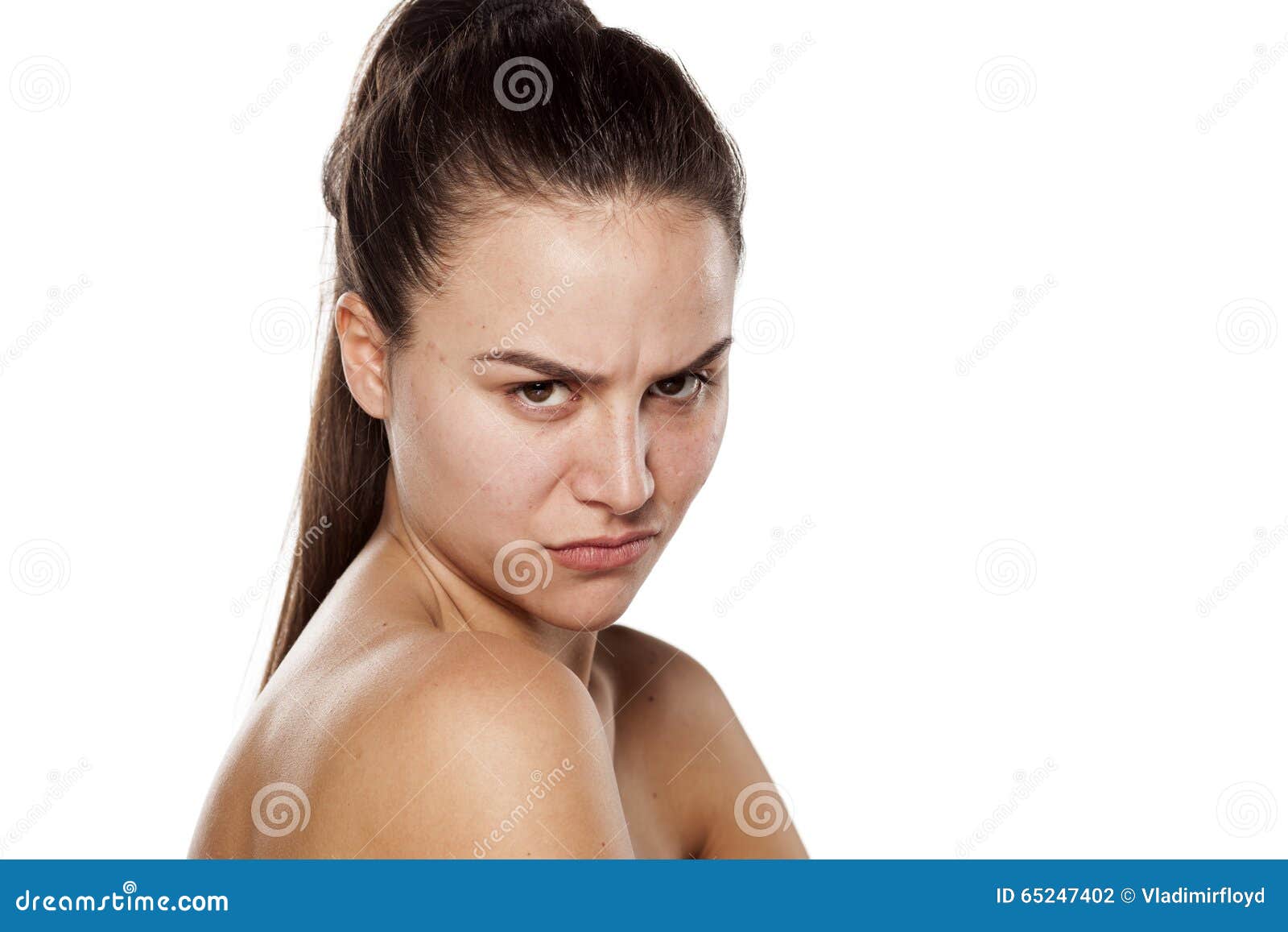 Scowling Woman without Makeup Stock Photo - Image of negative ...