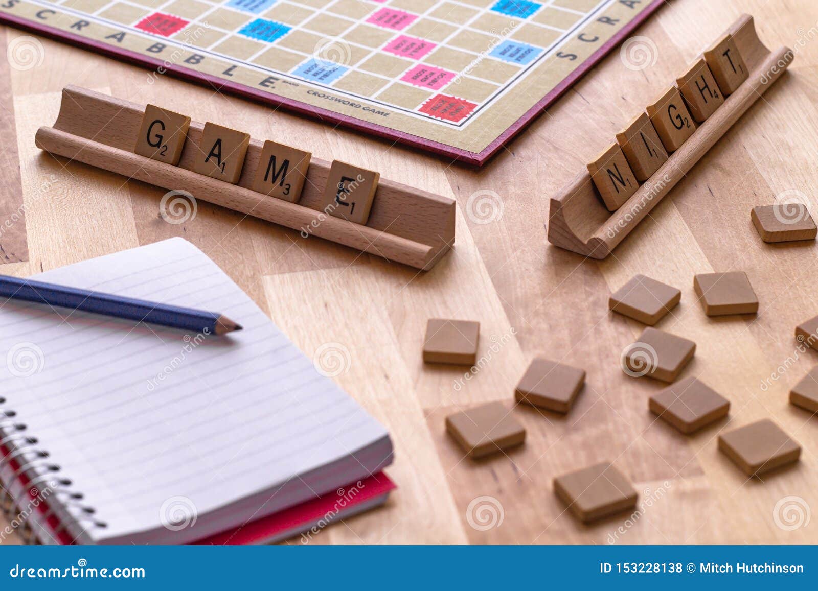 Scrabble Board Game with the Scrabble Tile Spell `Game Night` Editorial ...