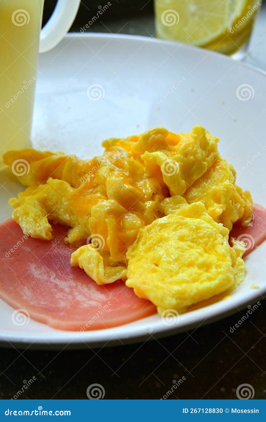 Scramble Egg and Ham Breakfast Stock Photo - Image of cuisine, food ...