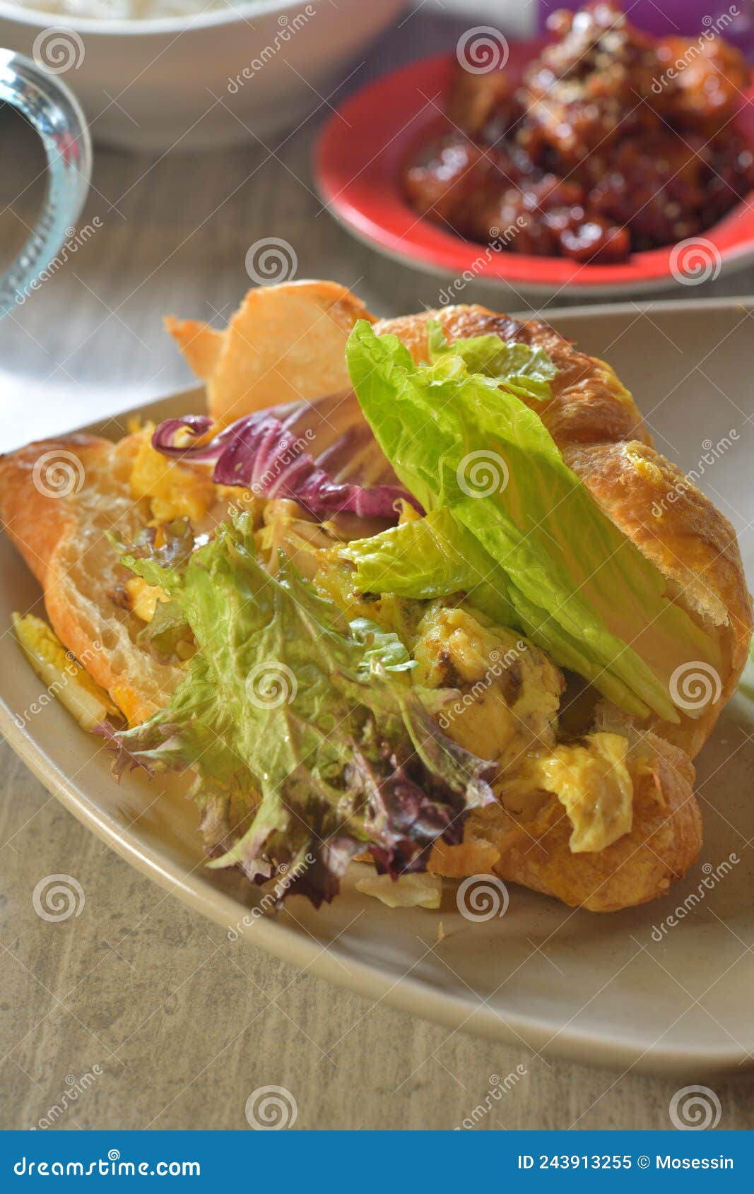 Scrambled Egg Croissant Black Truffle Mushroom Stock Image - Image of ...