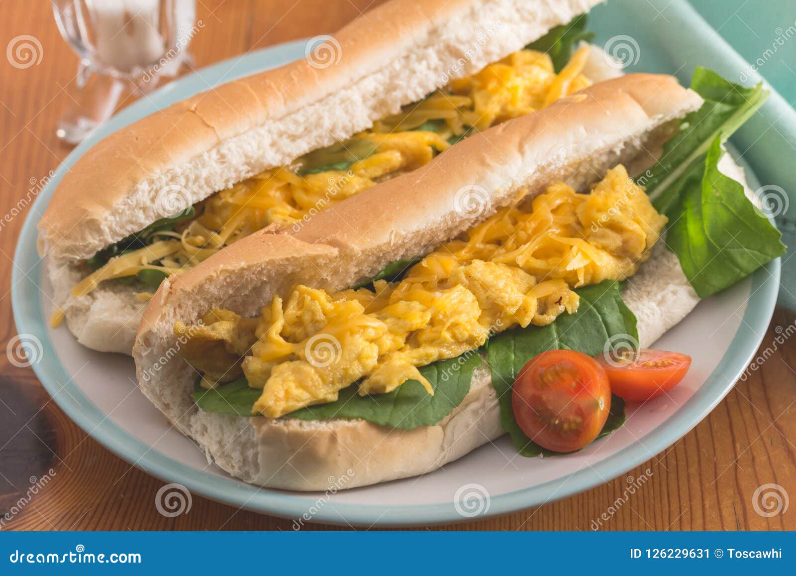Scrambled Egg Sandwich - Two Bread Rolls with Scrambled Egg and Stock ...