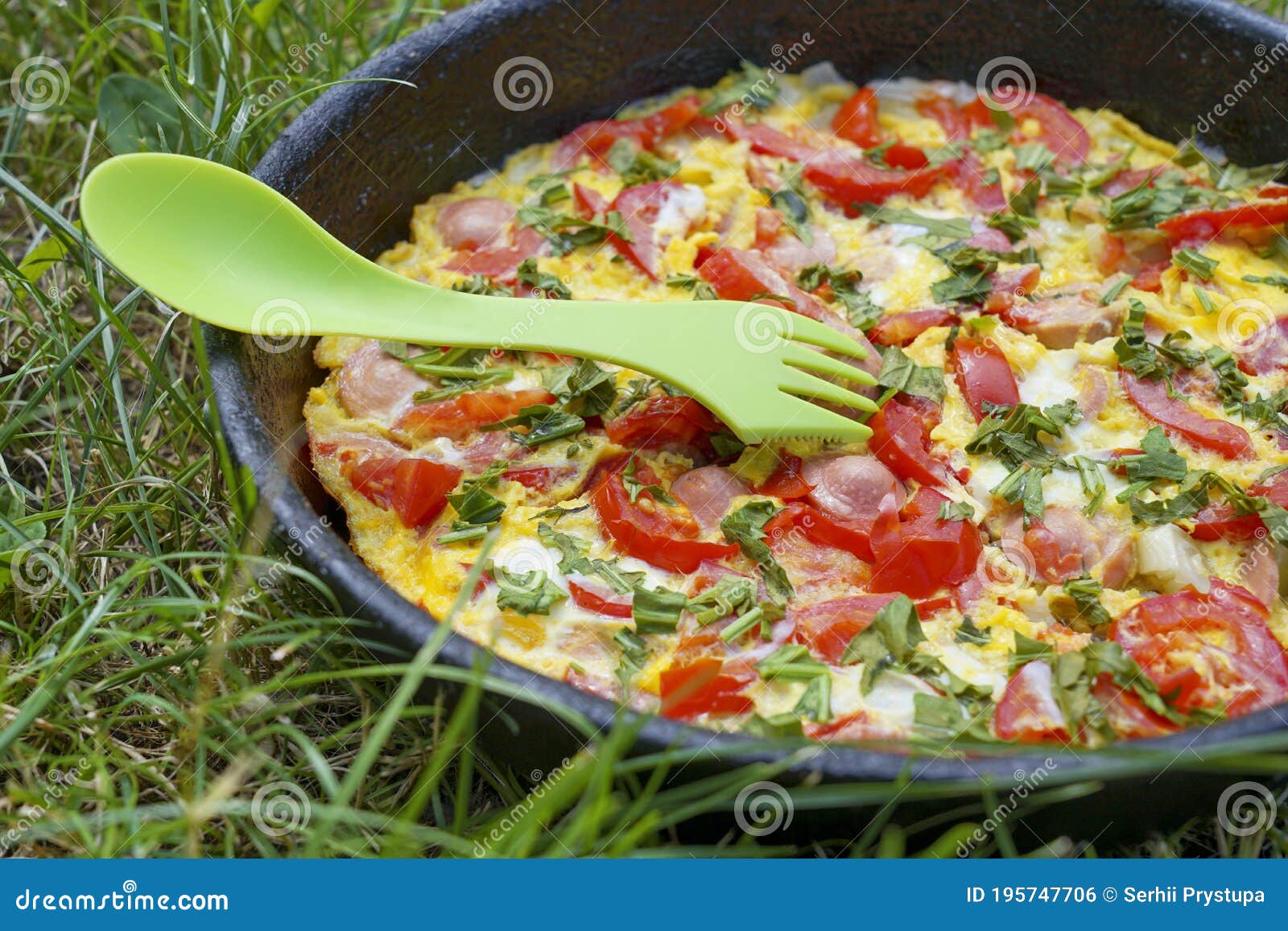 Scrambled Eggs Omelet with Sausages Stock Photo - Image of eggs, tasty ...