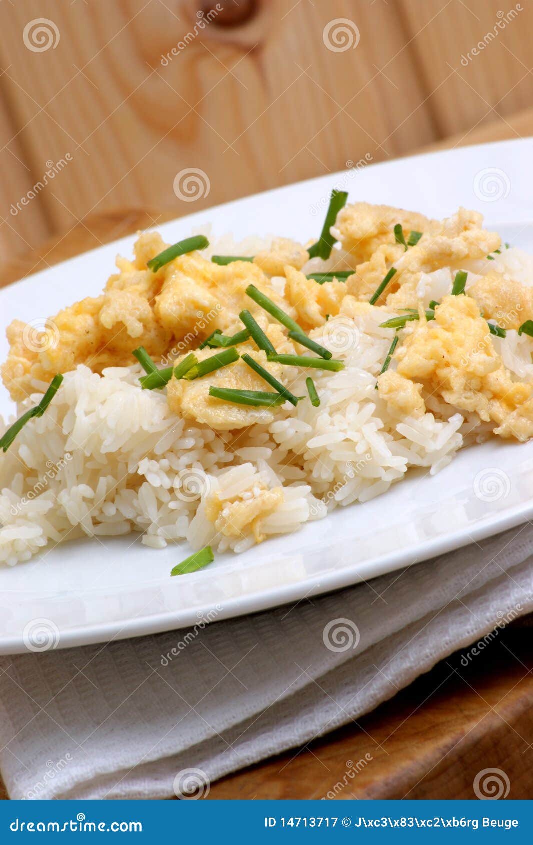 Scrambled Eggs with Rice on a Plate Stock Image - Image of gourmet ...