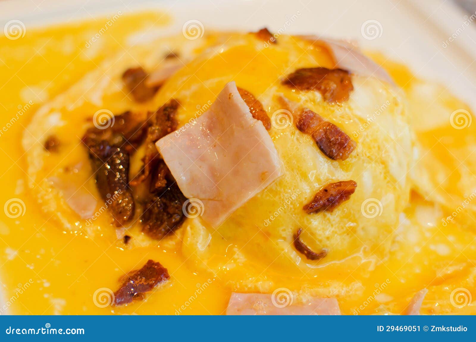 Scrambled omelet eggs rice stock image. Image of pork - 29469051