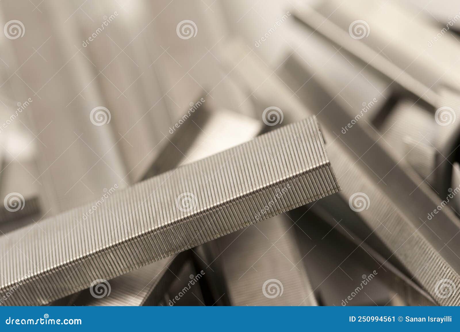 Scrambled Pile of Staples Still in Thier Rows Stock Image - Image of ...