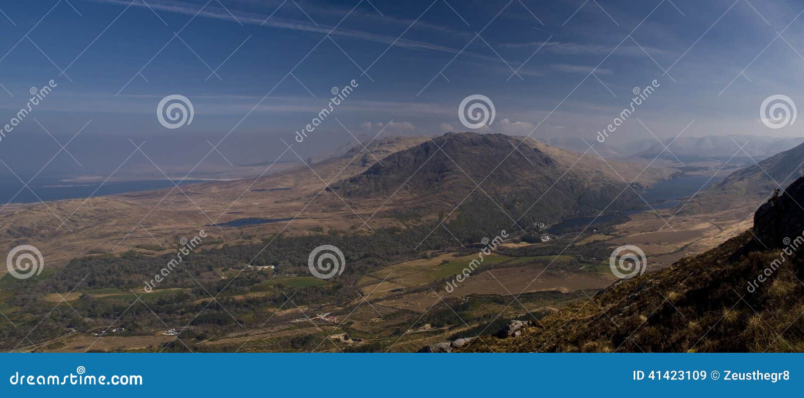 Scenic View Over Mountains and Sea on Sunny Day Stock Image - Image of ...