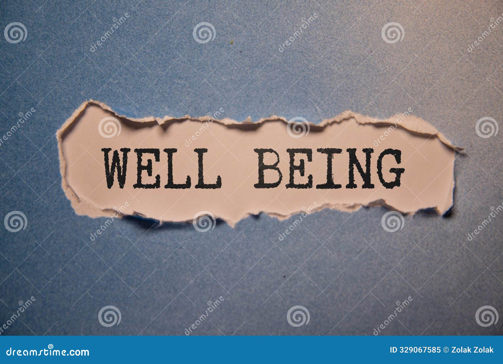 A Scrap of Blue Paper and the Text WELL BEING Stock Image - Image of ...