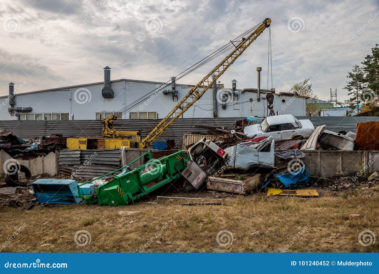 Scrap car recycling yard stock photo. Image of metallic - 101240452