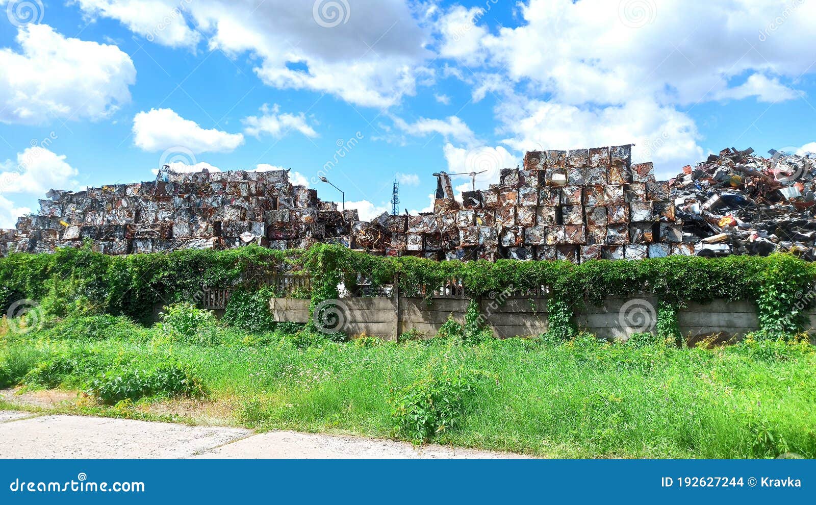 Scrap Cube Metal Recycling Yard Stock Photo - Image of recycle, junk ...