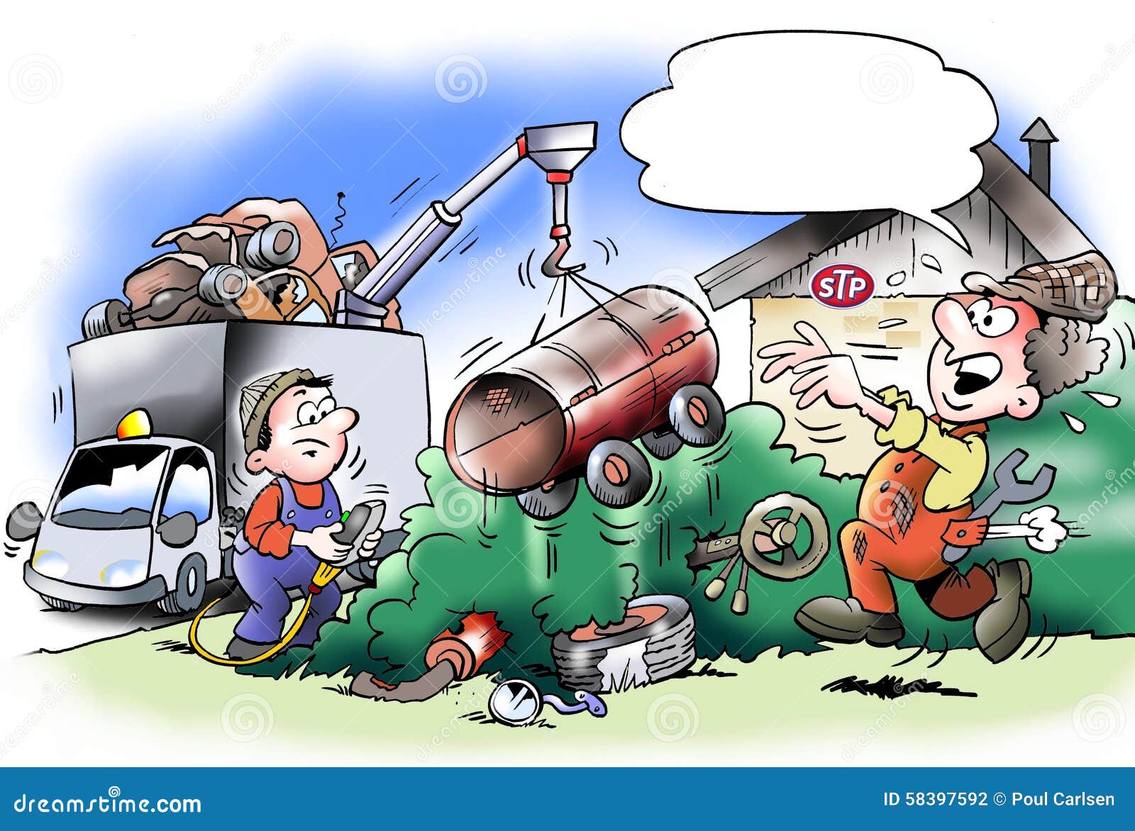 Scrap Handler Removes Old Iron Stock Illustration - Illustration of ...