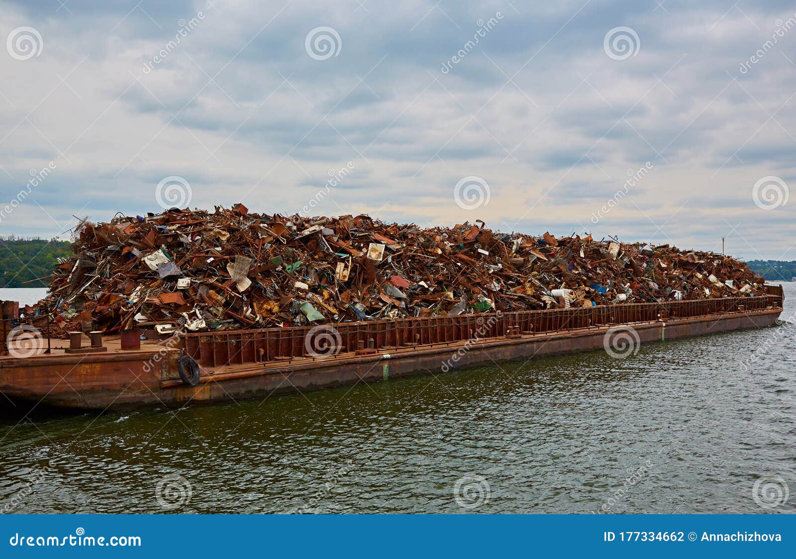 Scrap Metal on a Barge on a River in Germany Stock Photo - Image of ...