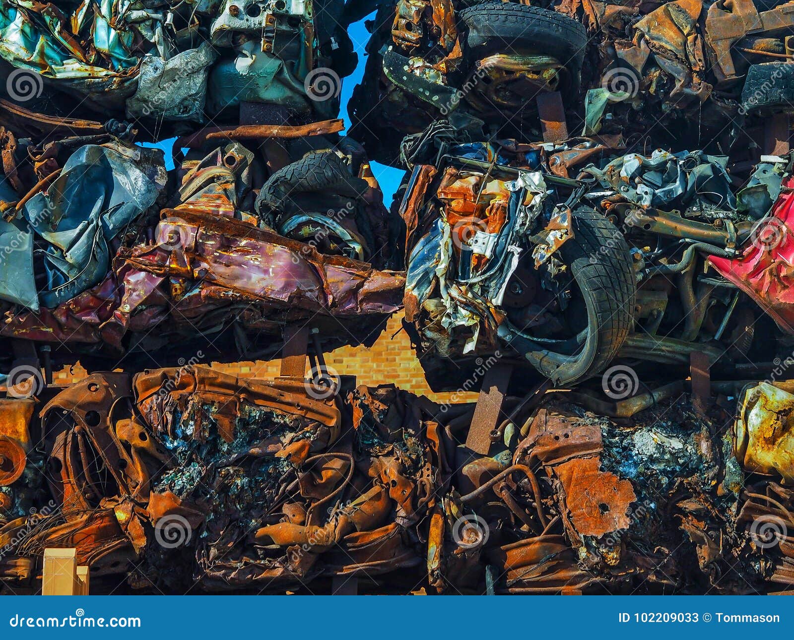 Scrap Metal Car Stack Blocks Stock Image - Image of recycle, rusty ...