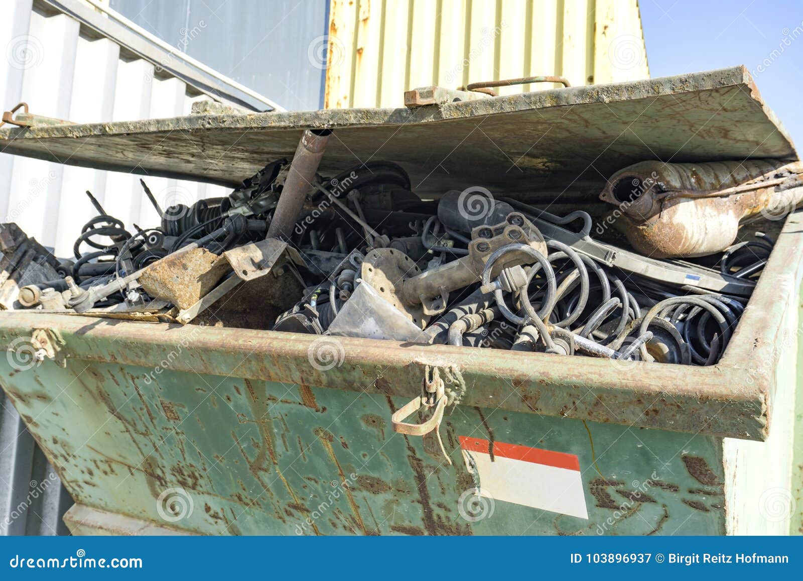 Scrap Metal in the Container Stock Image - Image of iron, environment ...