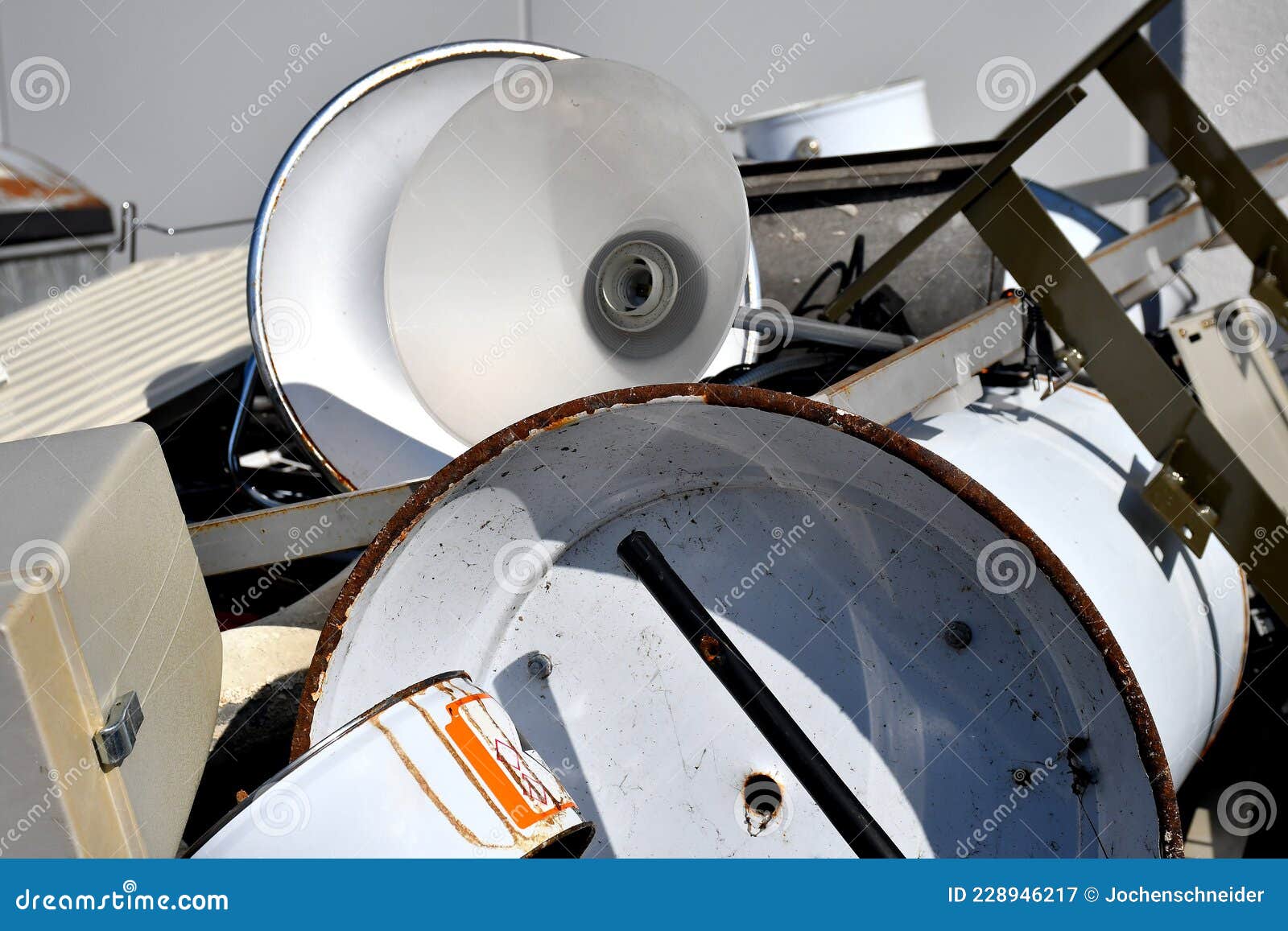 Scrap metal in a container stock image. Image of pile - 228946217