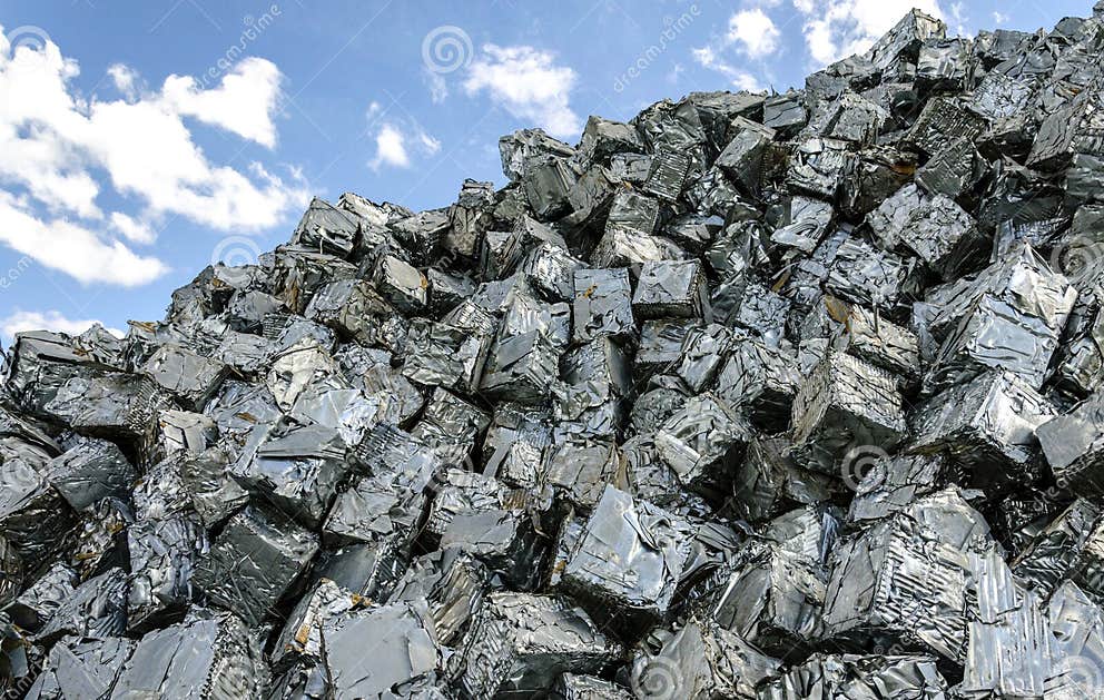 Scrap metal cubes stock photo. Image of recycle, waste - 26955182