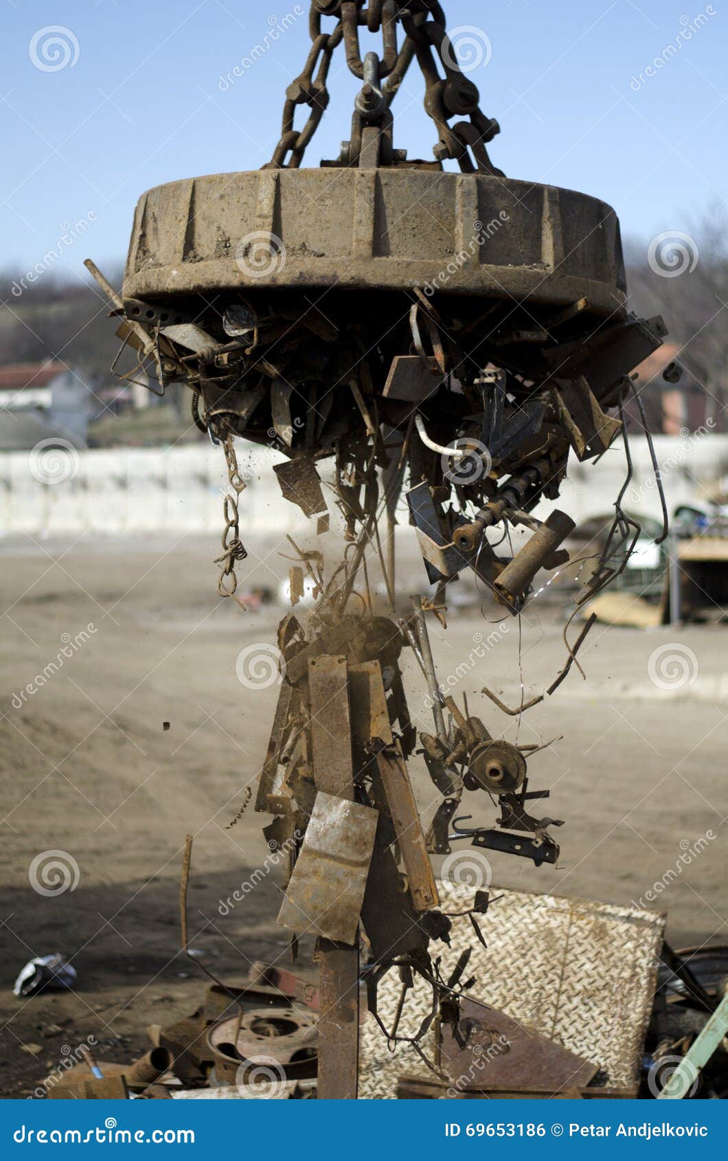 Scrap metal electro magnet stock photo. Image of reuse - 69653186